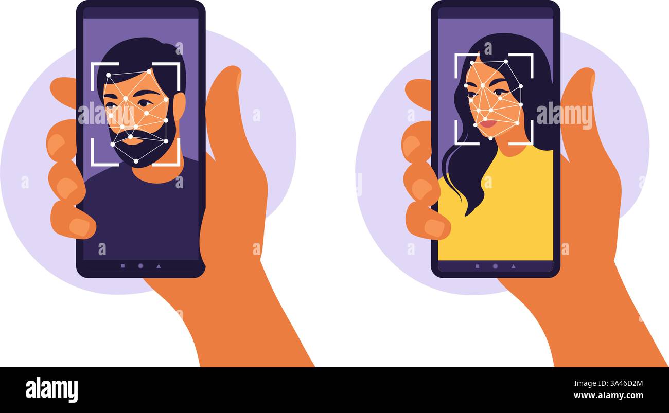 Facial recognition system concept. Face ID, face recognition system ...