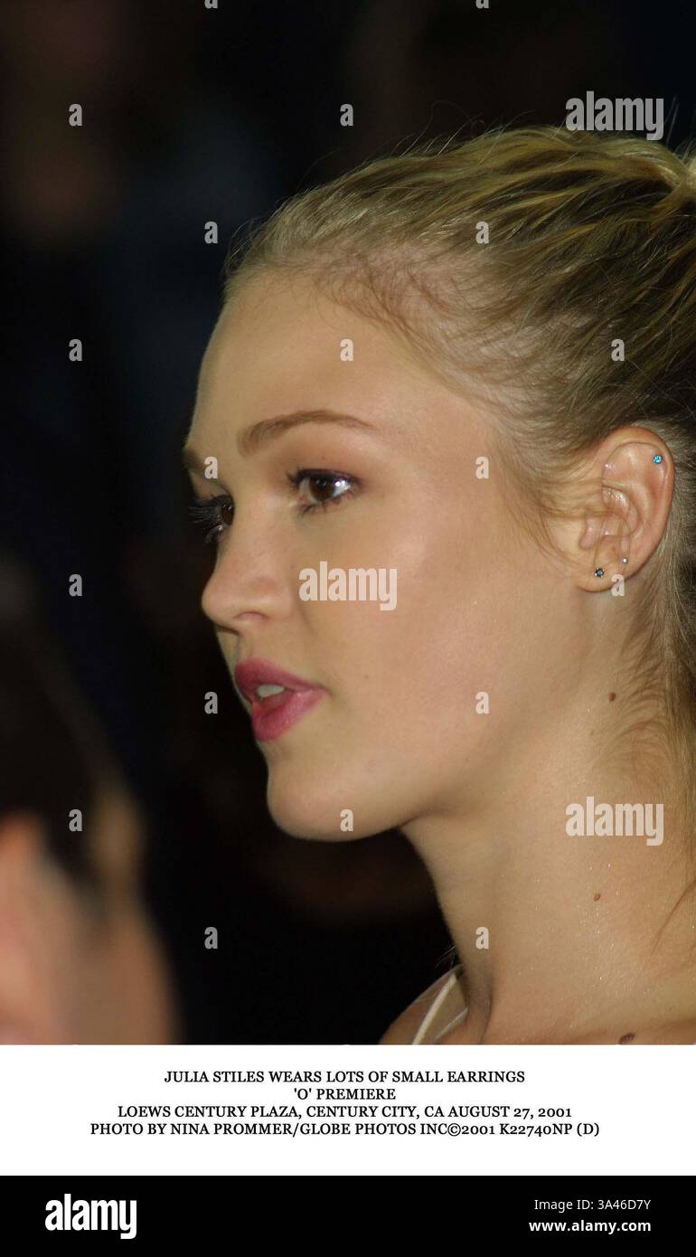 Aug. 27, 2001 - Los Angeles, CALIFORNIA, USA - JULIA STILES.'O' PREMIERE.LOEWS CENTURY PLAZA ...