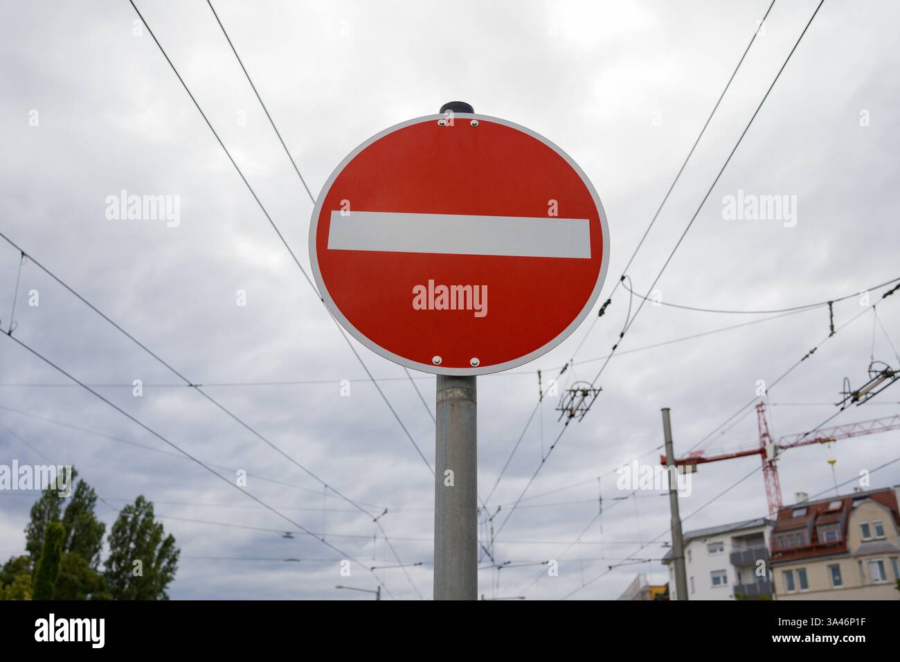 Road traffic sign "Entry is prohibited" It restricts vehicles movement ...