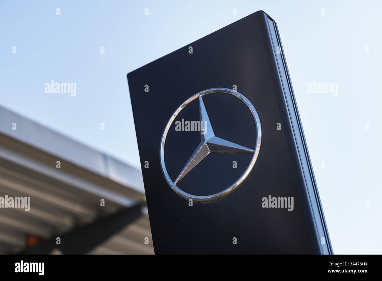 Munich, Germany. 18th Mar, 2025. The Mercedes star, the Mercedes-Benz ...