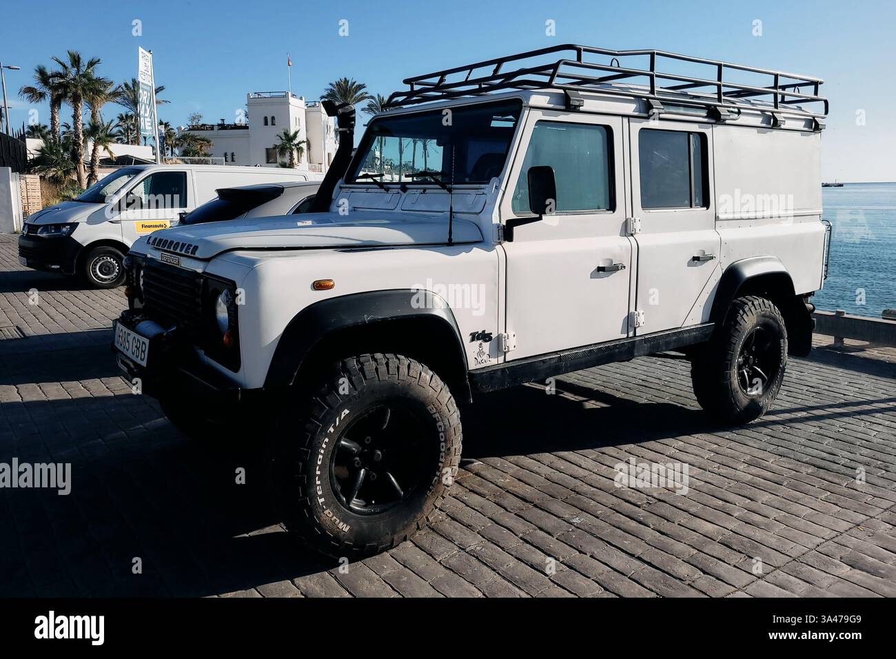 Málaga, Spain - January 23, 2025: Land Rover defender td5 parked at the ...
