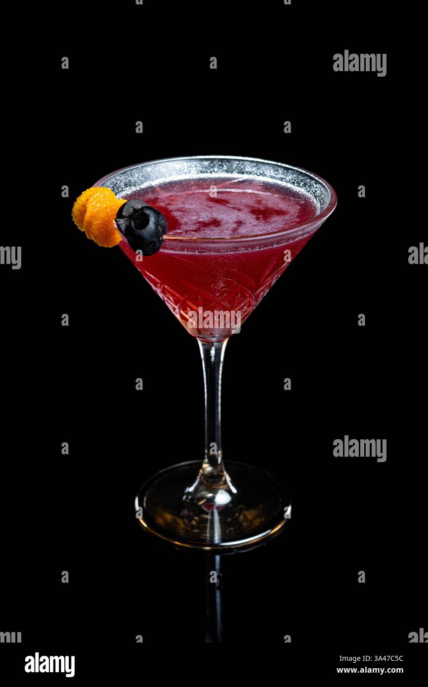 Cocktail French Martini in a glass on a black background Stock Photo ...