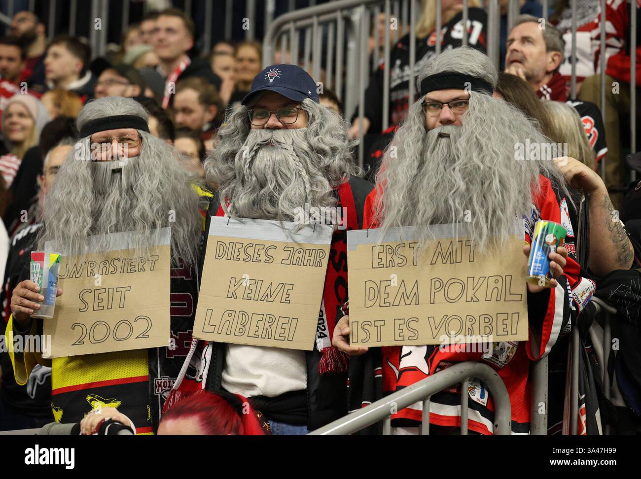 Koeln, Deutschland. 18th Mar, 2025. v.l. Fans Kölner Haie Koelner Haie ...