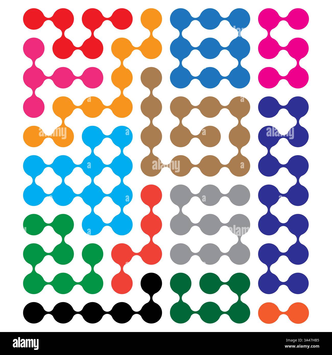 Metaball Connect Dot Set. Molecule chain. Circle Shapes. Abstract ...