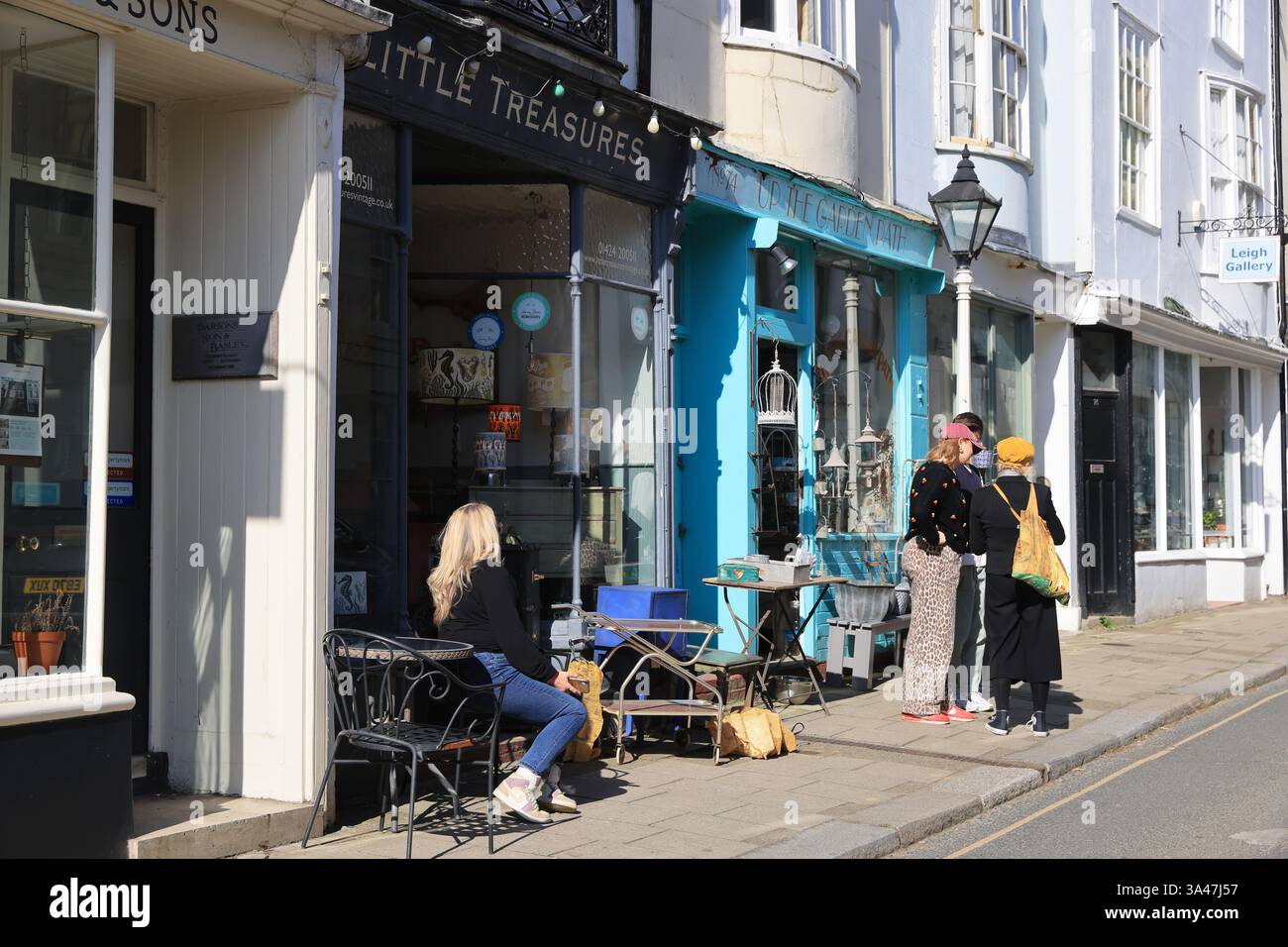 The pretty High Street in Hastings Old Town full of independent shops ...