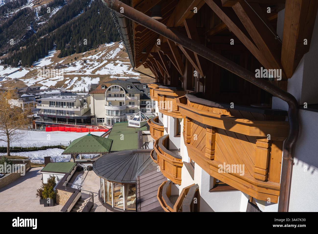Luxury Hotel with Wooden Balconies and Alpine Architecture in Ischgl ...