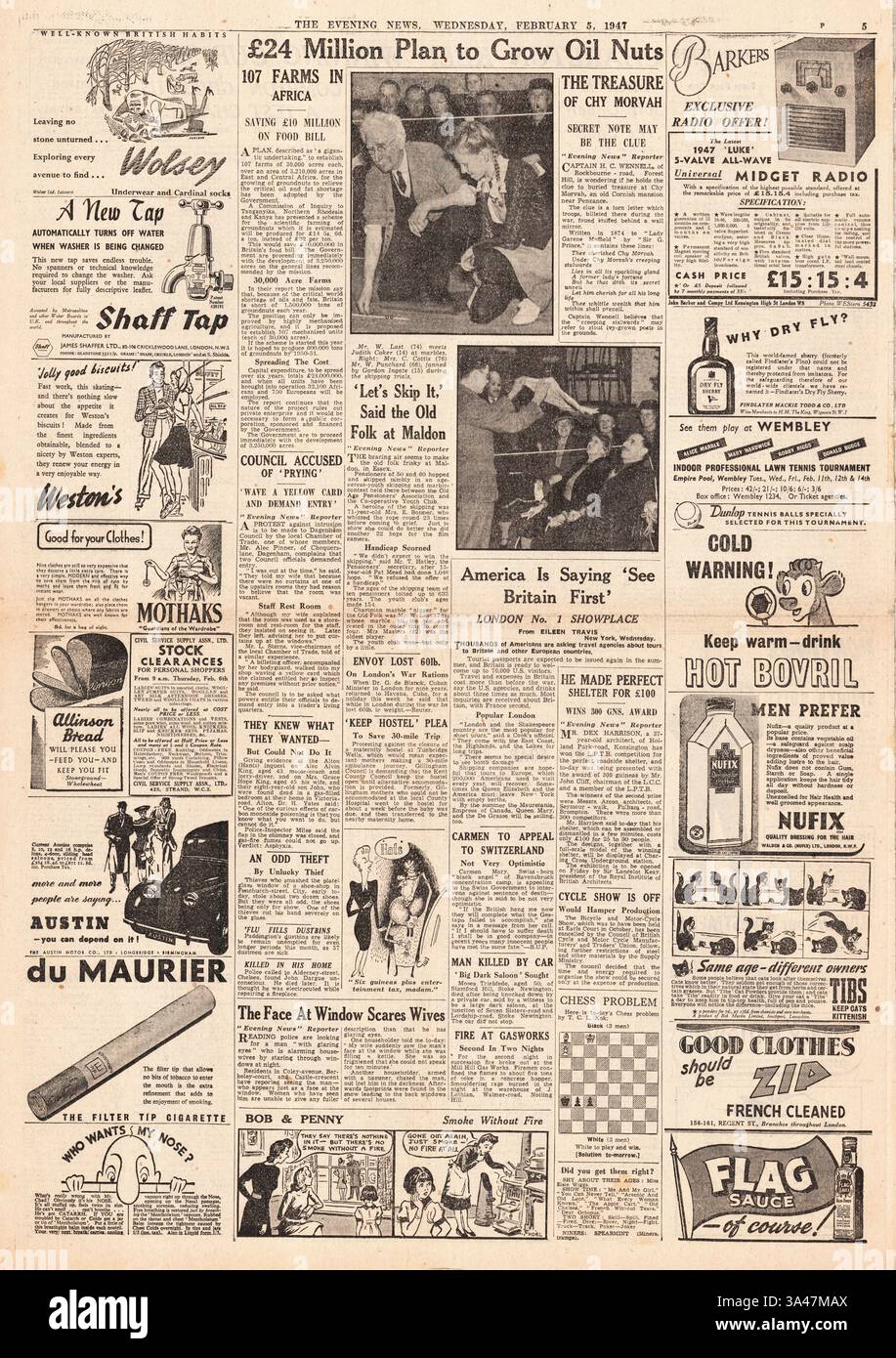 1947 Evening News (London) reporting Tanganyika groundnut scheme Stock ...