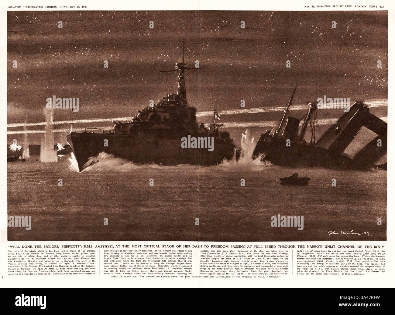 1949 Illustrated London News HMS Amethyst and Yangtze incident Stock ...