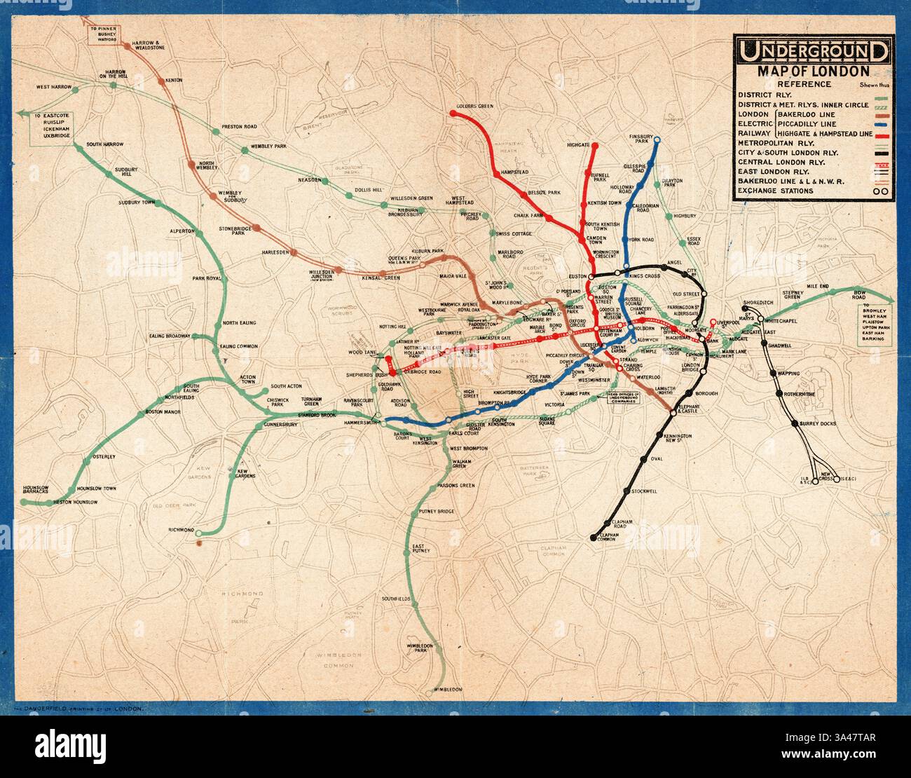 1919 london underground map hi-res stock photography and images - Alamy