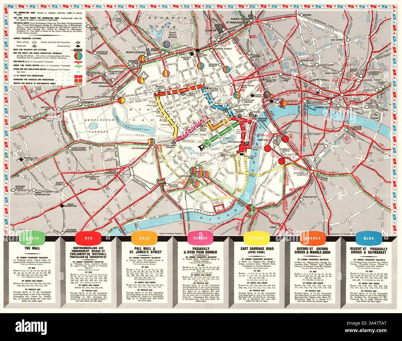 1953 coronation central london transport map hi-res stock photography ...