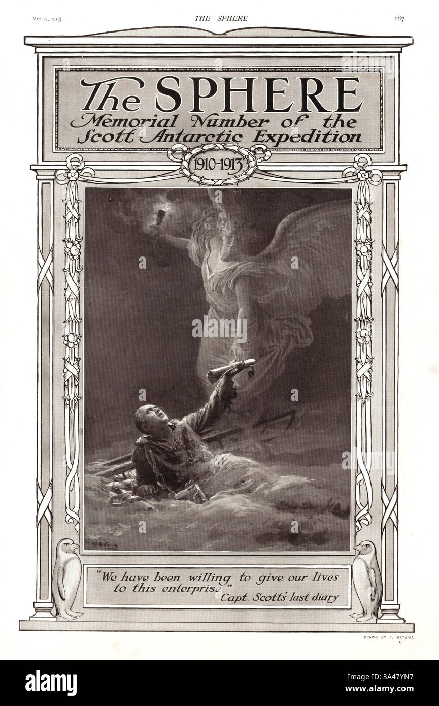 1913 The Sphere Captain Scott memorial illustration Stock Photo - Alamy