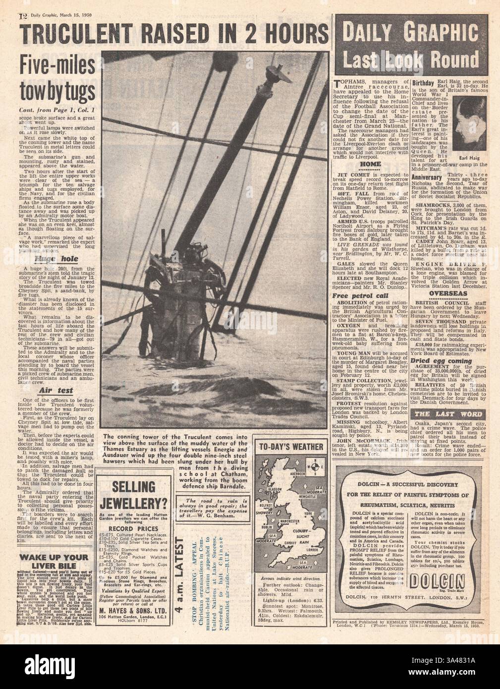 1950 daily graphic hms truculent disaster hi-res stock photography and ...