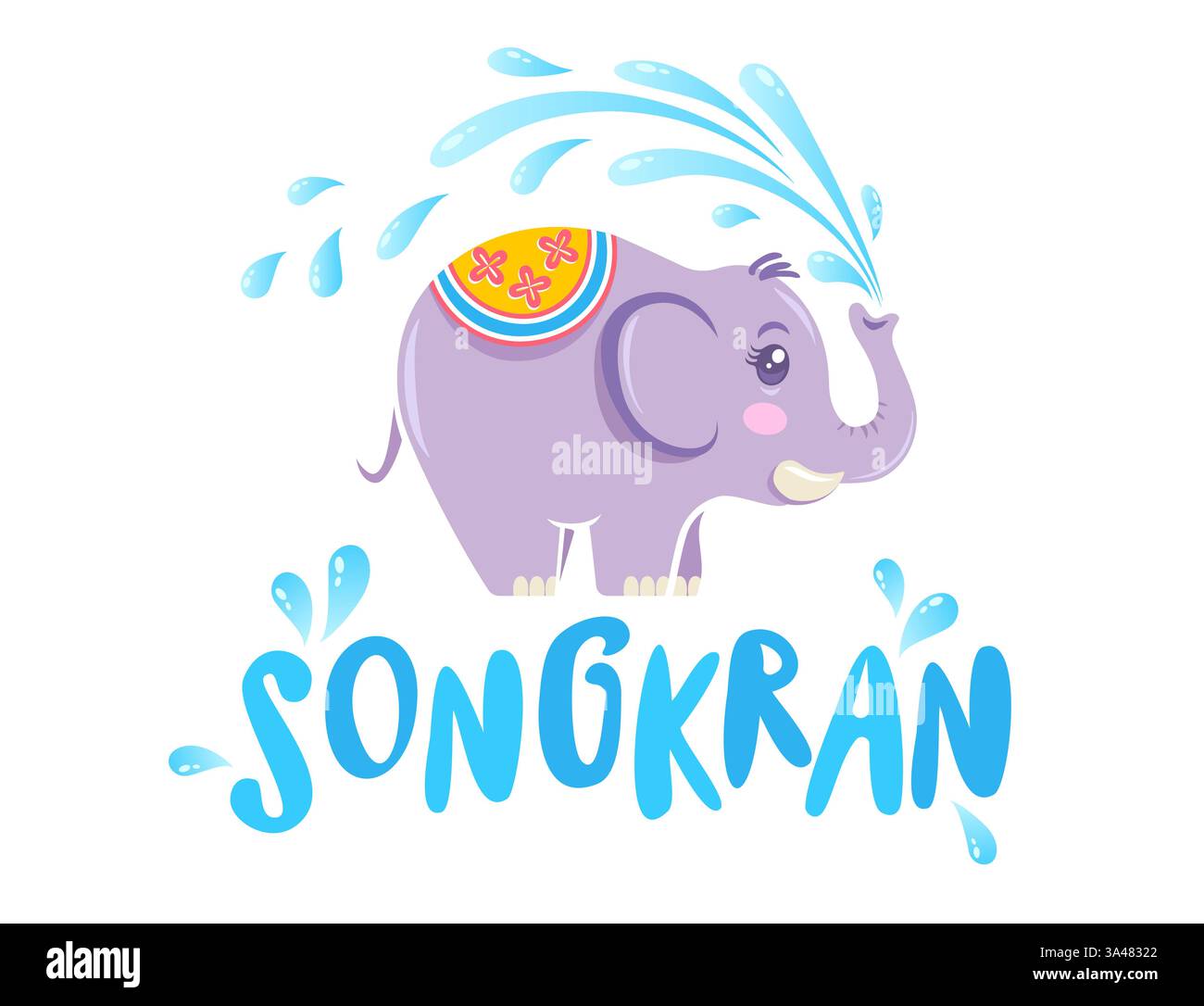 Vector logo for Songkran festival in Thailand with elephant on isolated ...