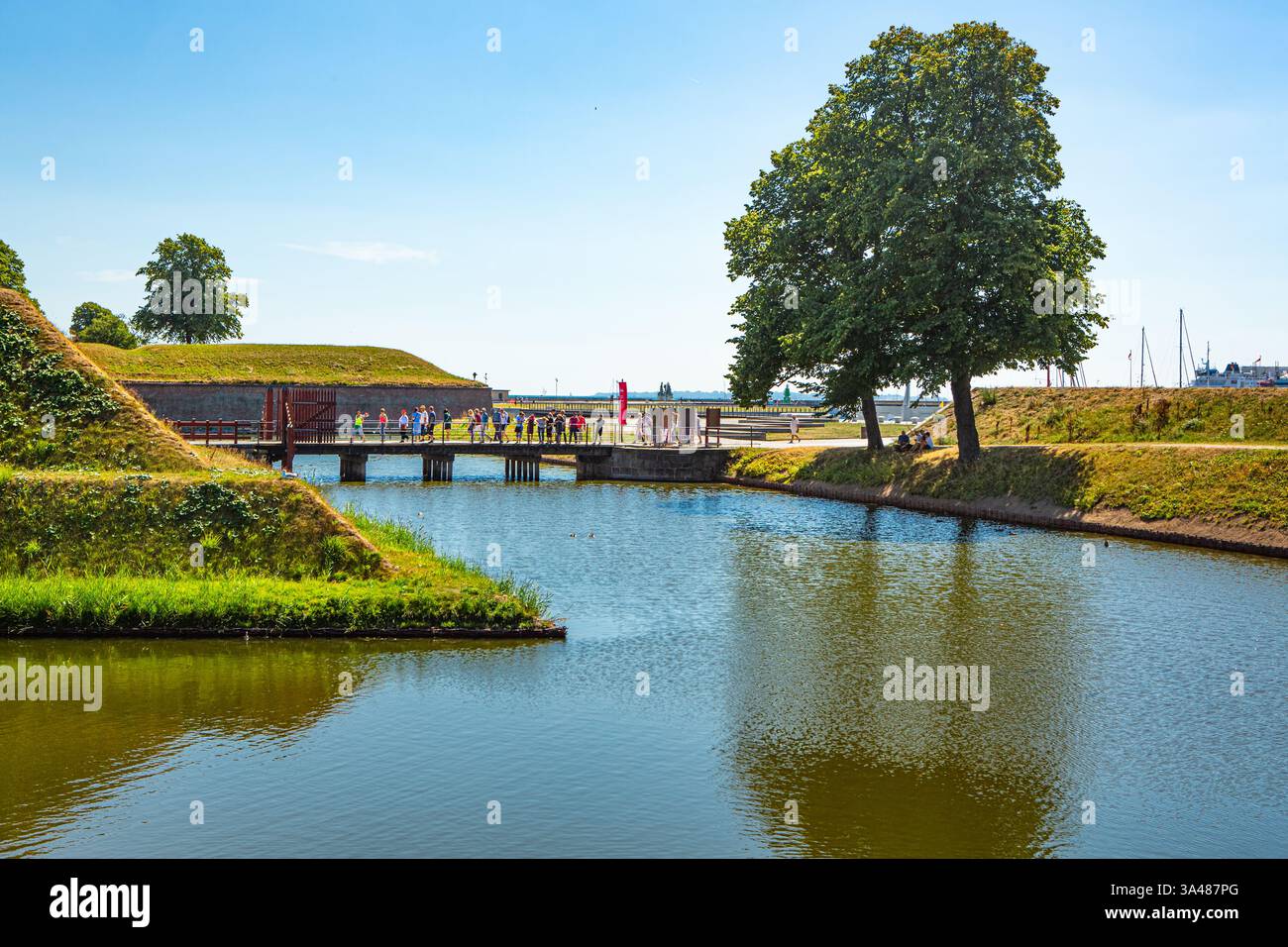 Outlook over the Kronborg castle moat in Elsinore, Denmark Stock Photo ...