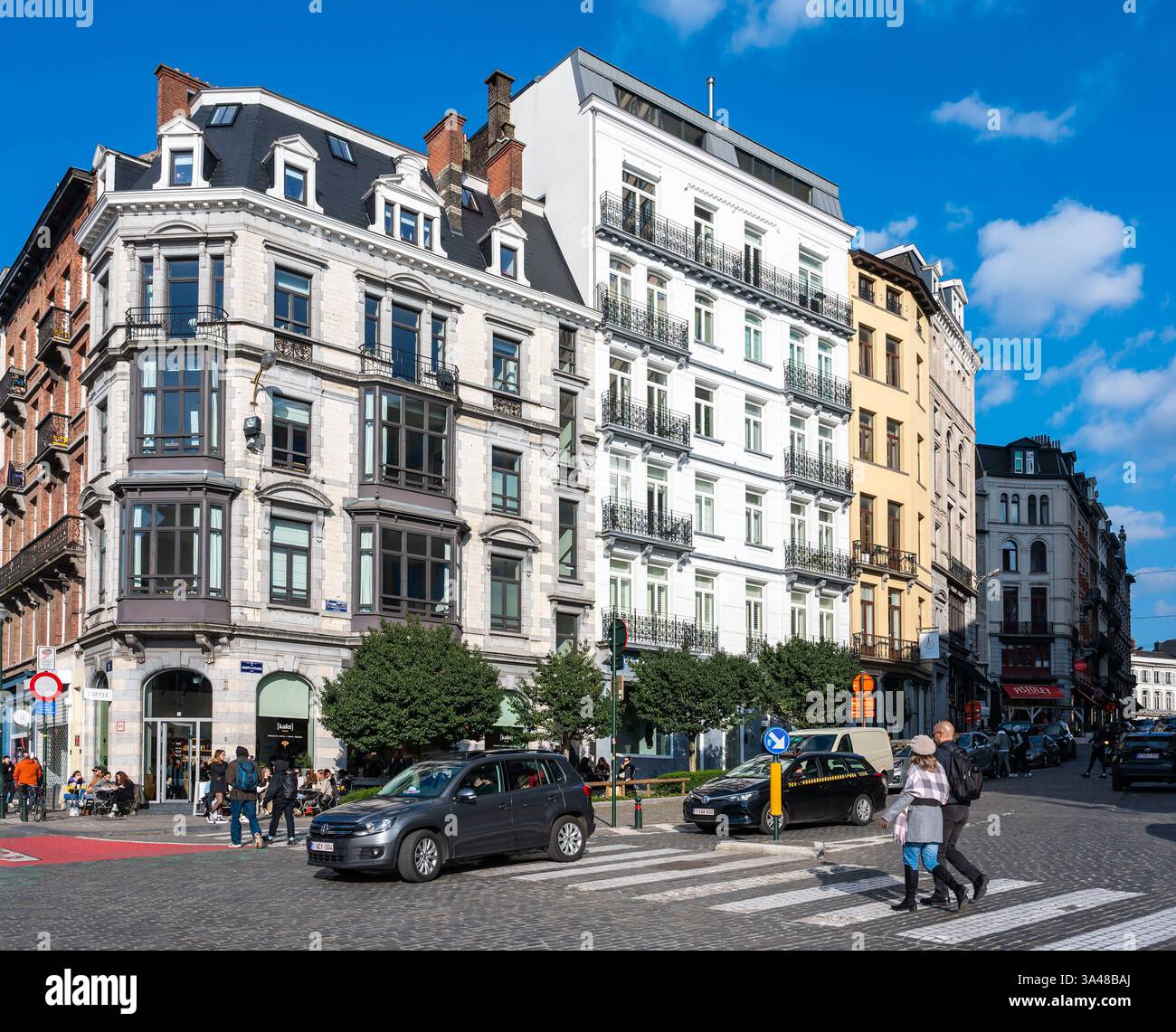 Rue Joseph Stevens, an upper class street towards Sablon, Brussels old ...