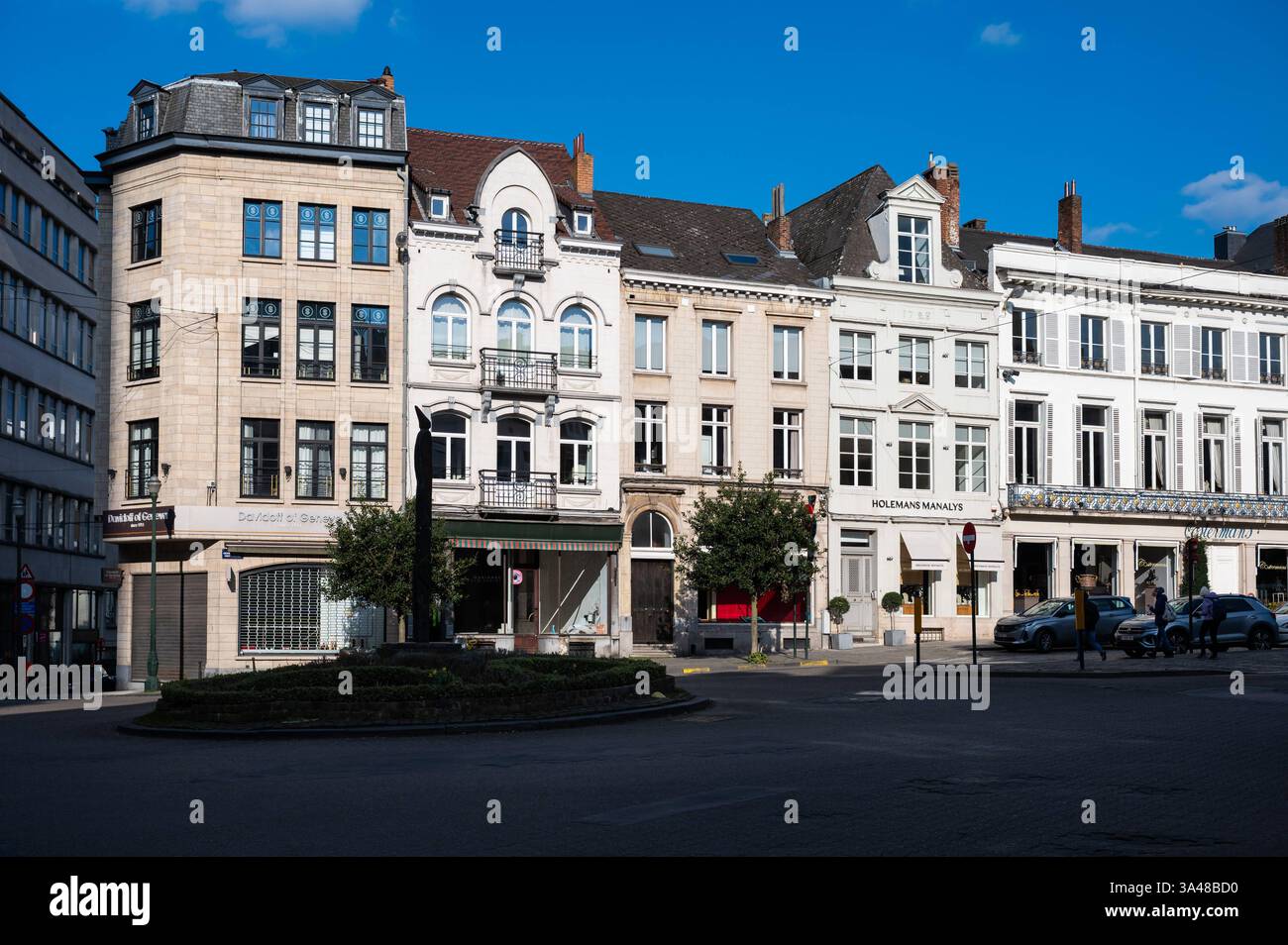 Luxury shops at Place du Grand Sablon or Grote Zavel square in Brussels ...