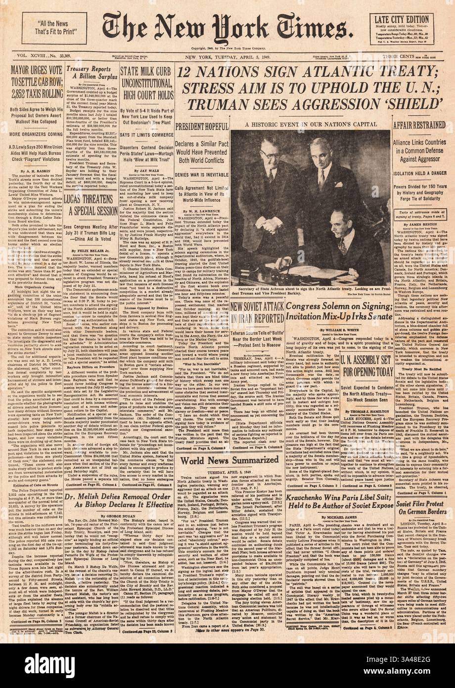 1949 new york times atlantic treaty signed hi-res stock photography and ...