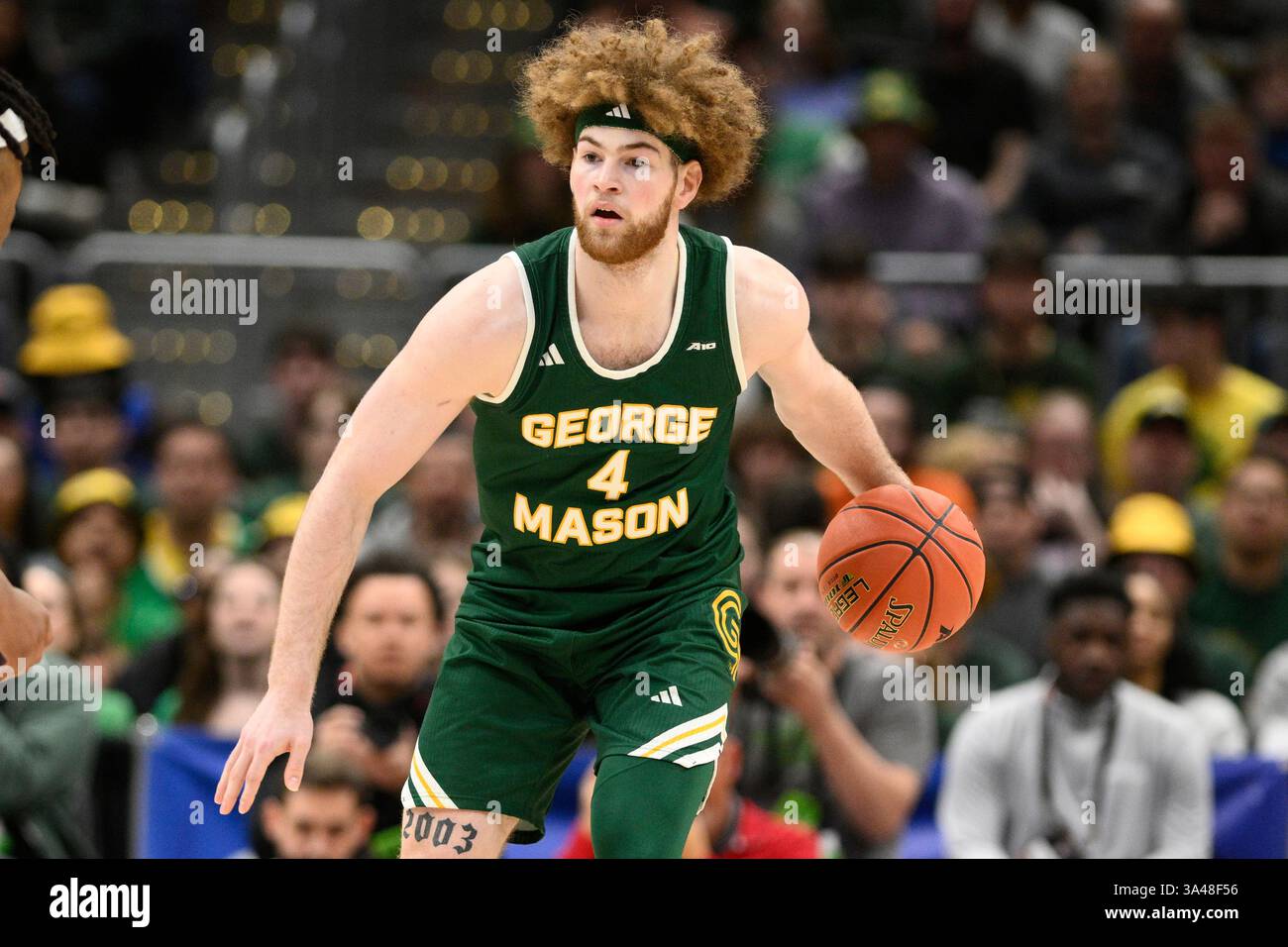 George Mason guard Brayden O'Connor (4) in action during the first half ...