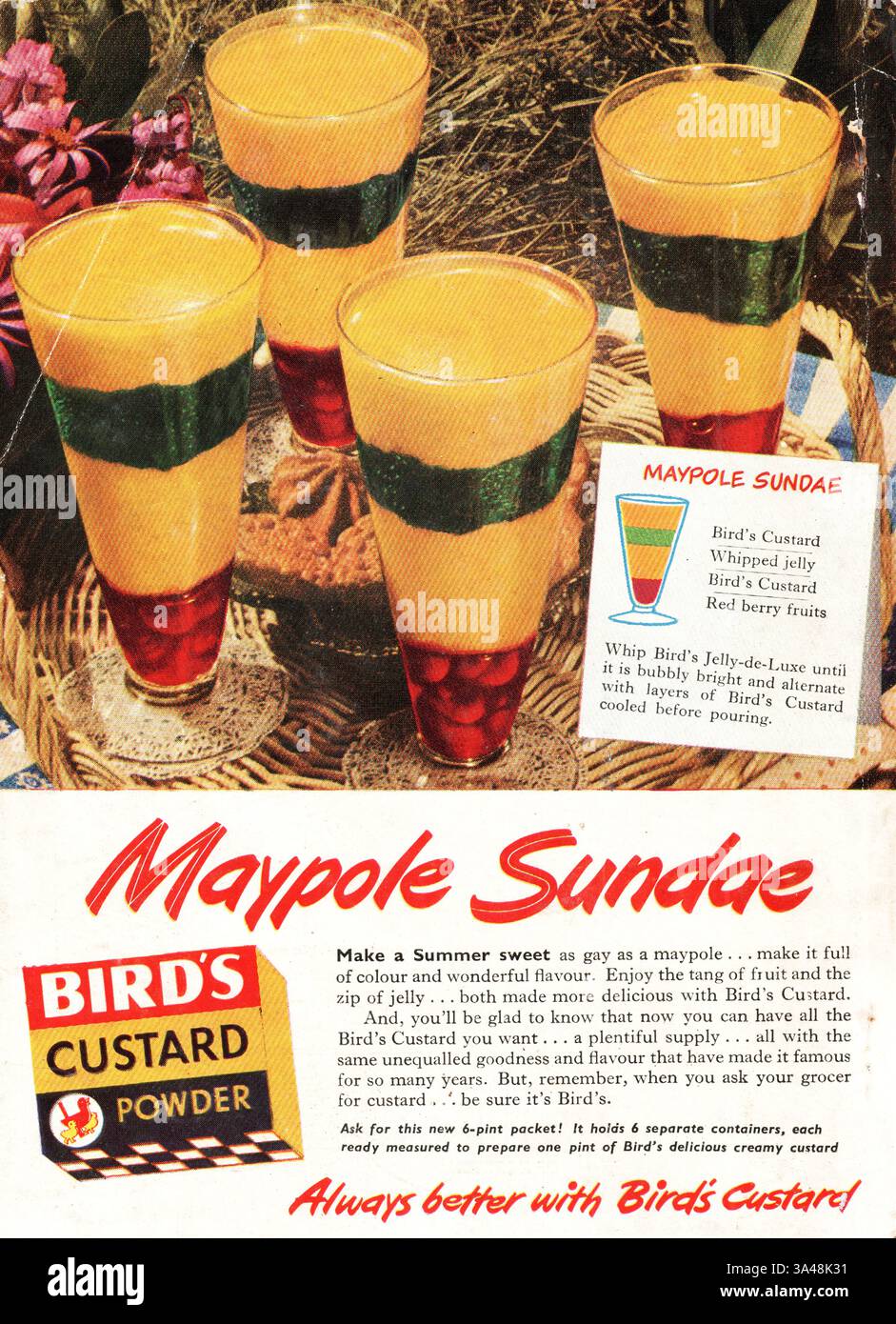 1950 UK advert Birds custard powder Stock Photo - Alamy