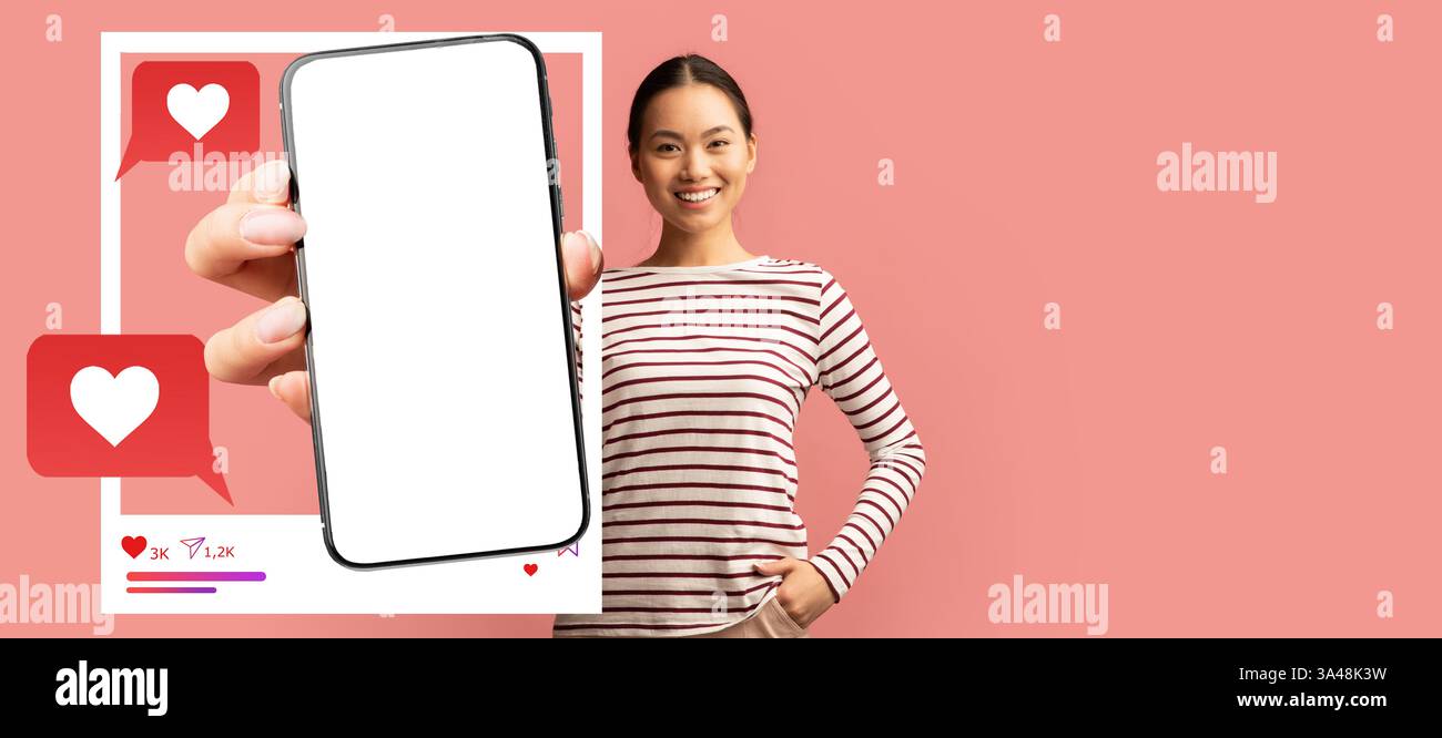 Influencer showcasing smartphone for social media engagement and ...