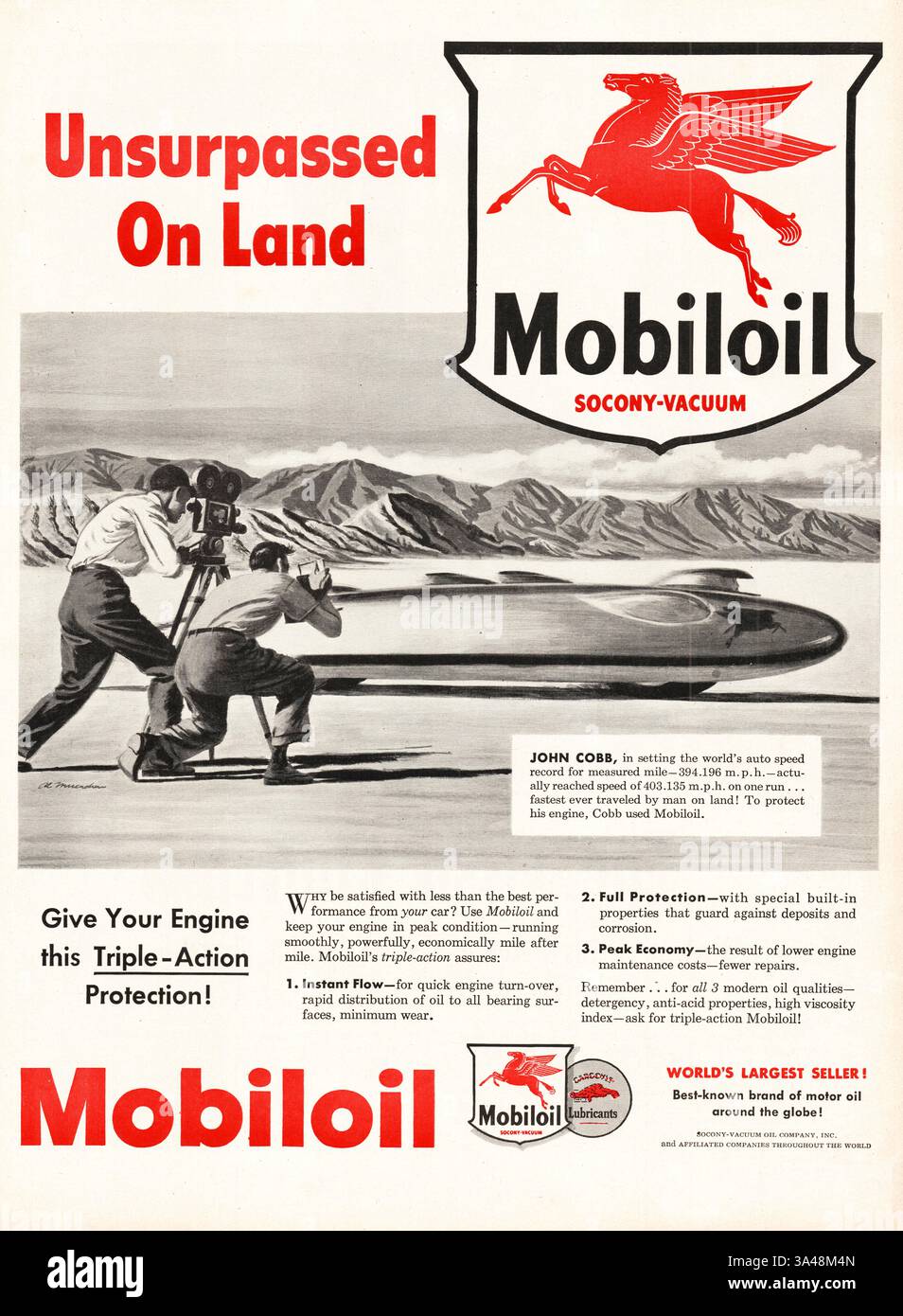 1950 usa advert mobiloil hi-res stock photography and images - Alamy