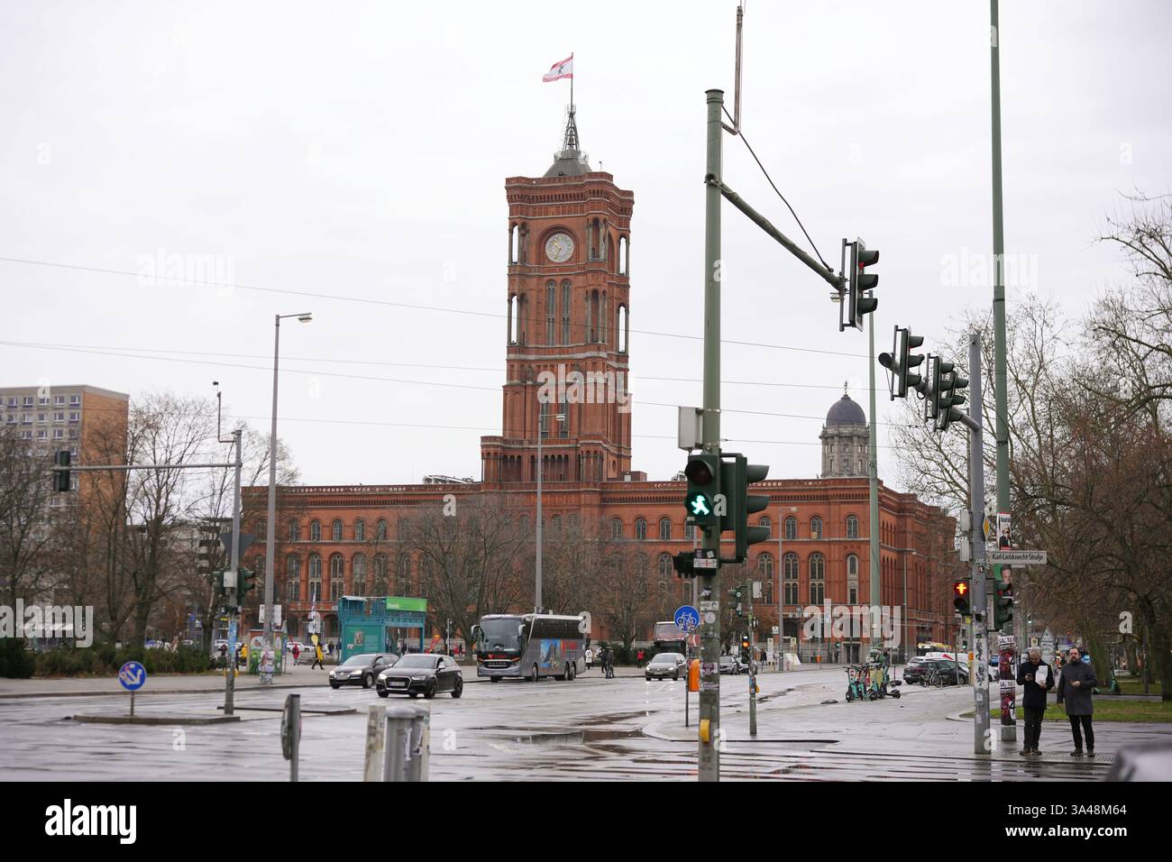 Berlin, Germany 02.13.2025 Historic red brick building in urban setting ...