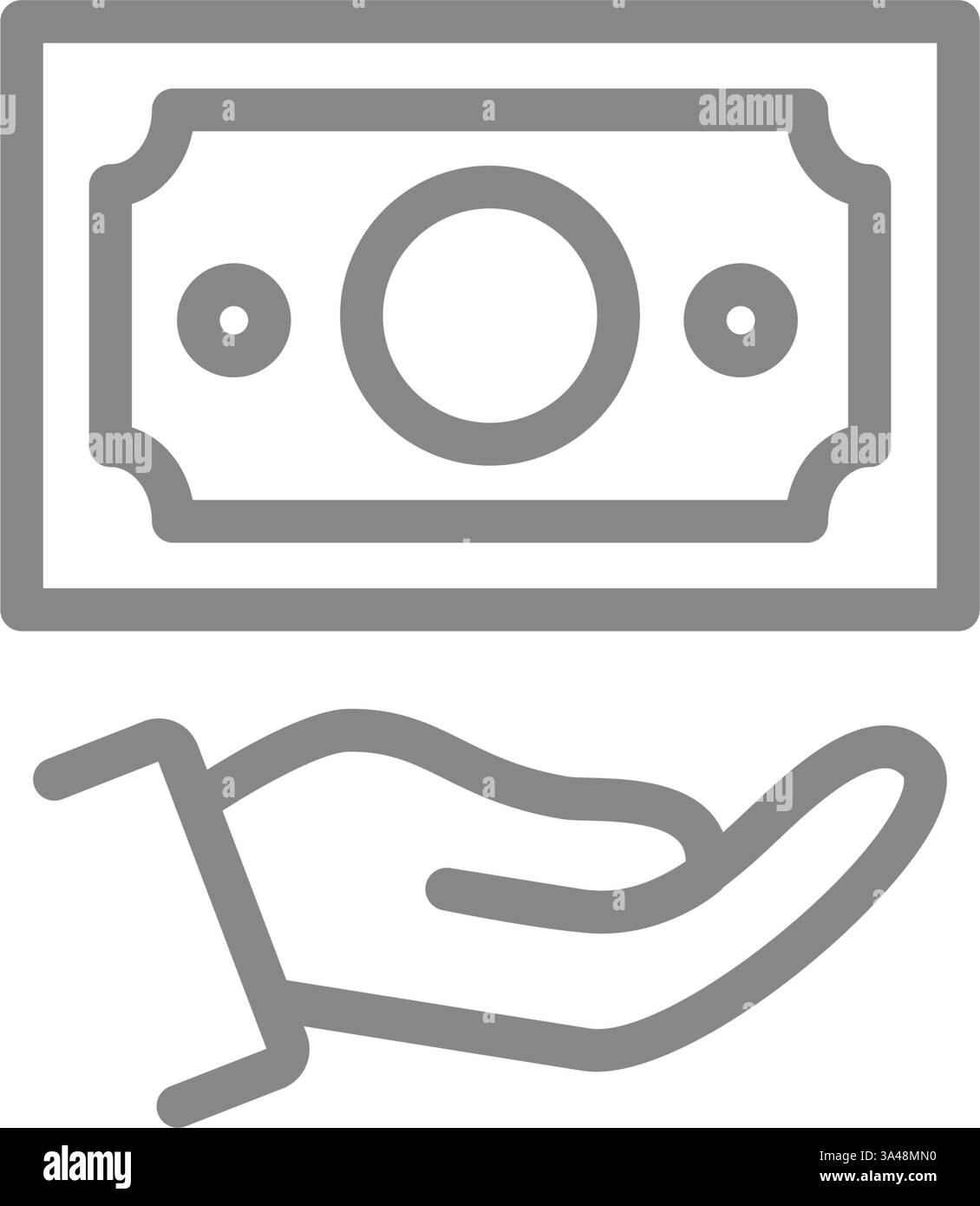 Hand holding money line icon. Valuable investment symbol. Vector ...