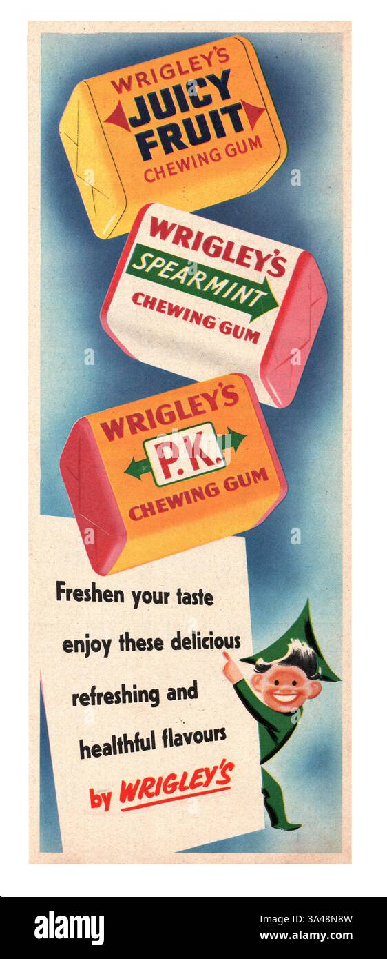 1951 UK advert Wrigleys chewing gum Stock Photo - Alamy