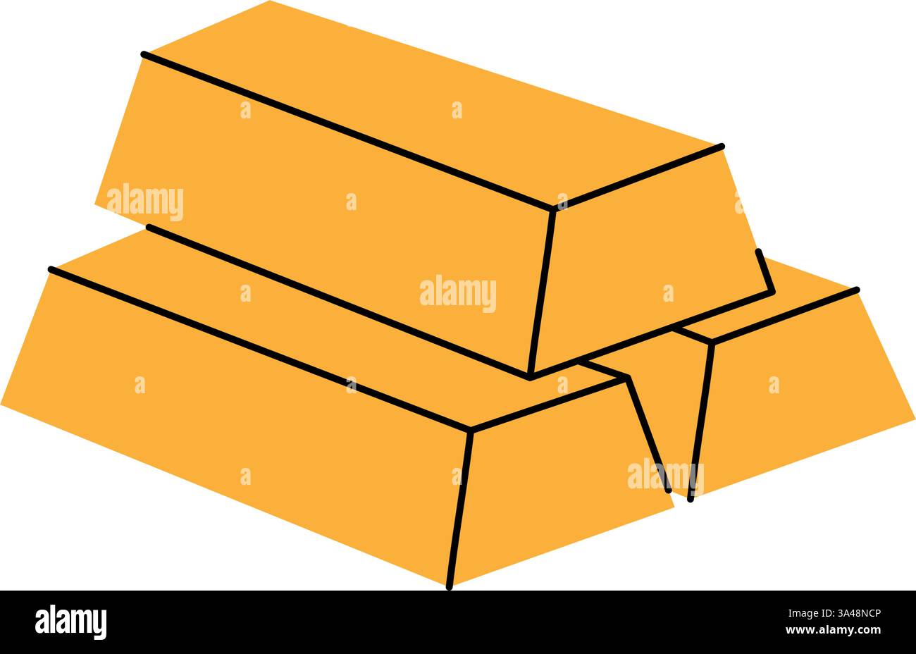 Three gold bars stacked on top of each other. Money investment and business commerce. Vector ...