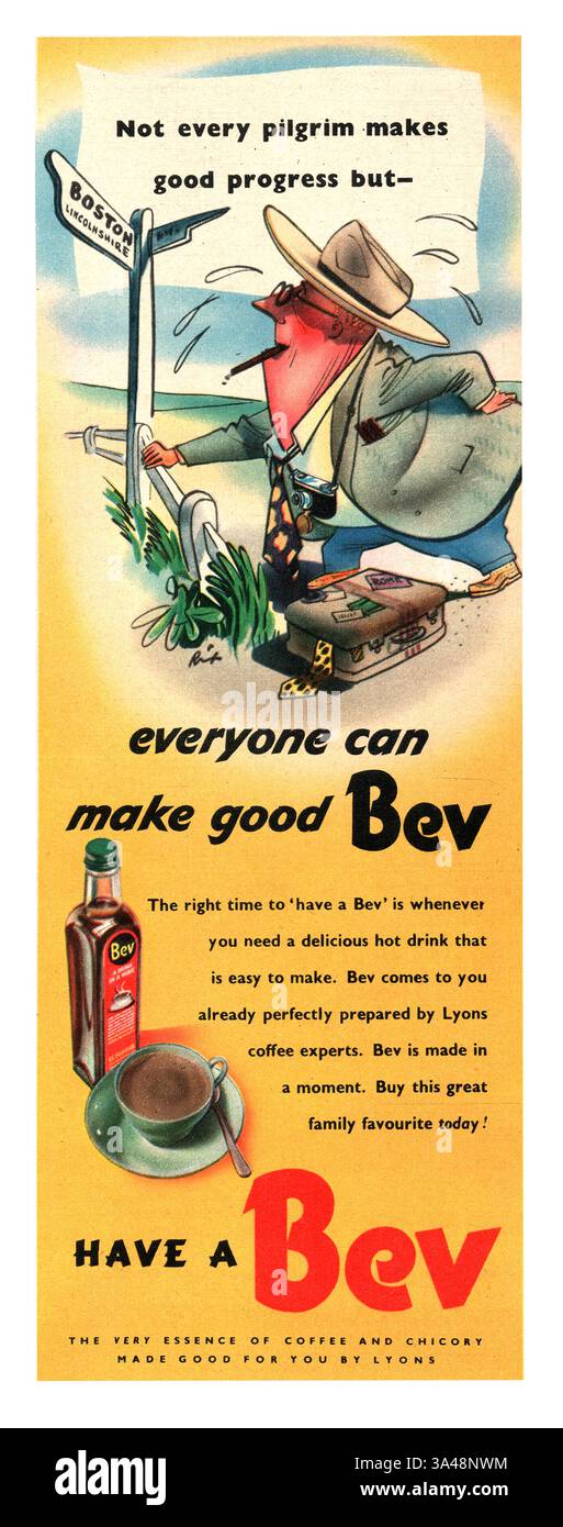 1951 uk advert bev coffee hi-res stock photography and images - Alamy