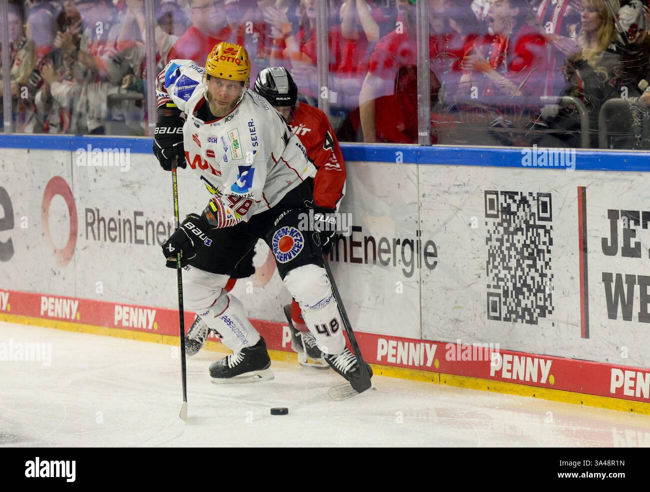 v.l. Nicholas B. Jensen (Pinguins Bremerhaven, #48), Kevin Niedenz ...