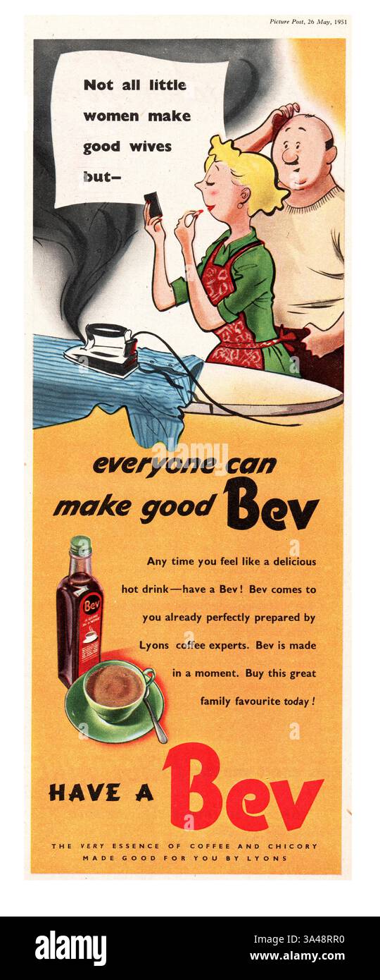 1951 uk advert bev coffee hi-res stock photography and images - Alamy