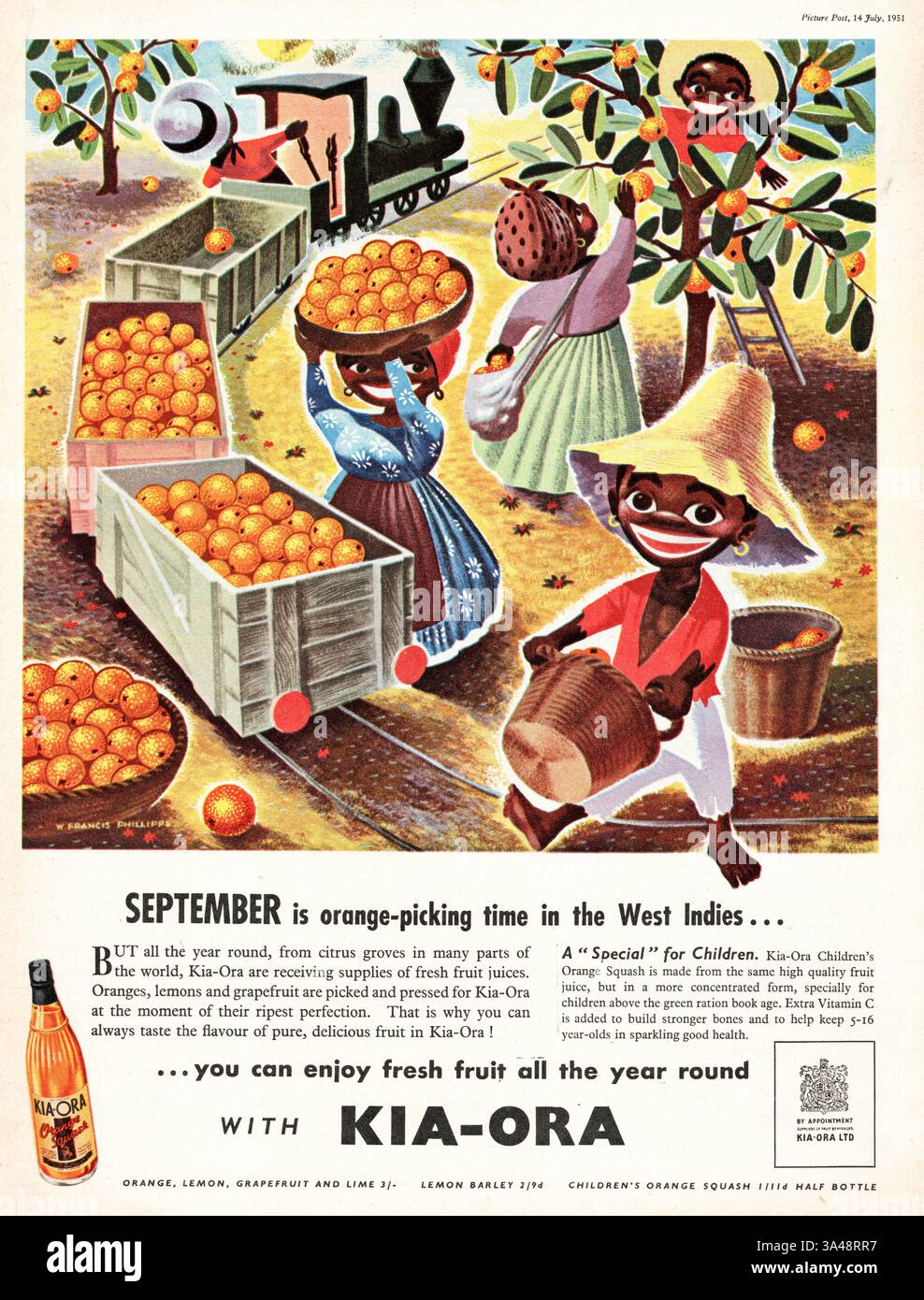 1951 UK advert Kia-ora fruit drink Stock Photo - Alamy