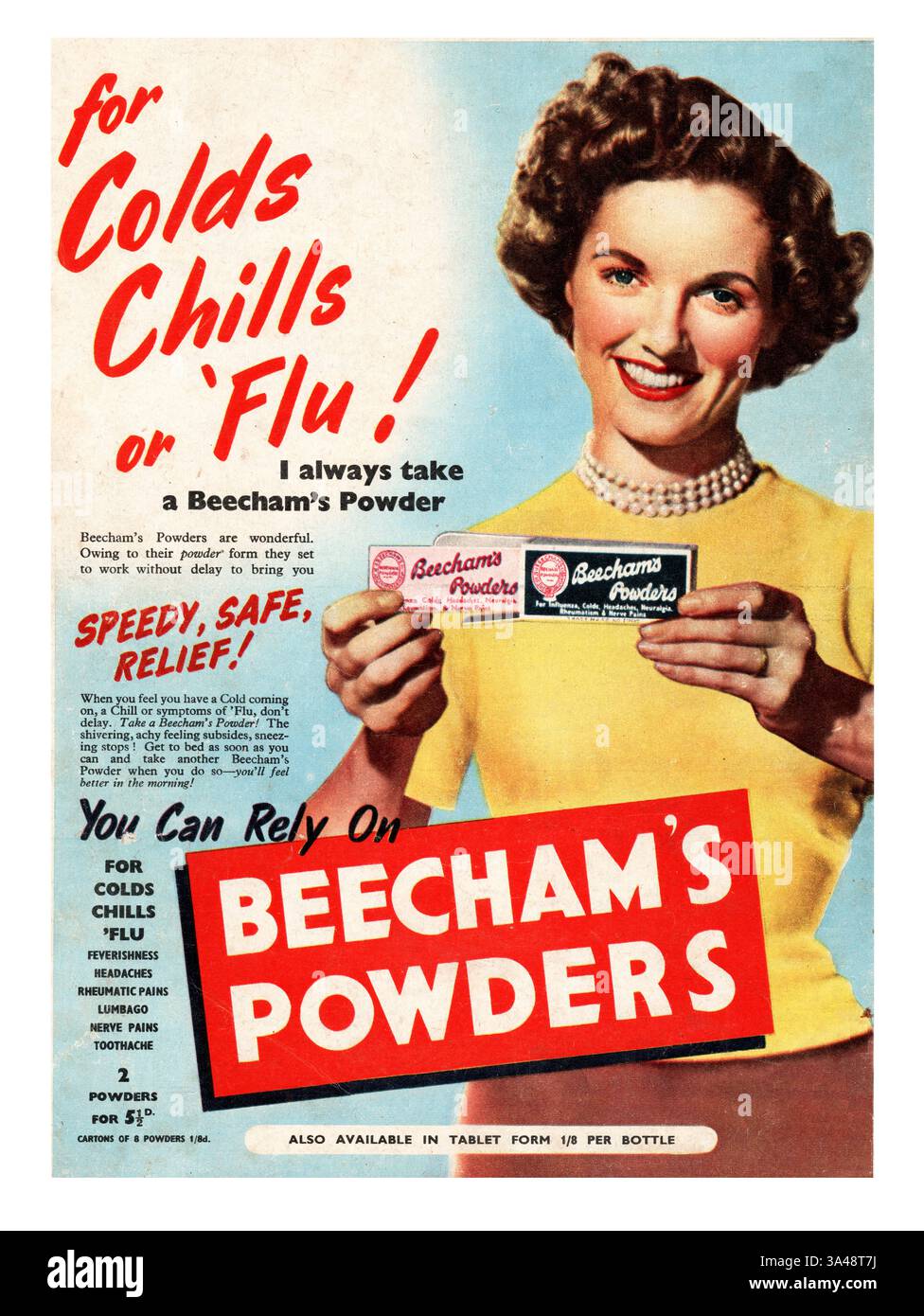 1951 uk advert beechams powders hi-res stock photography and images - Alamy