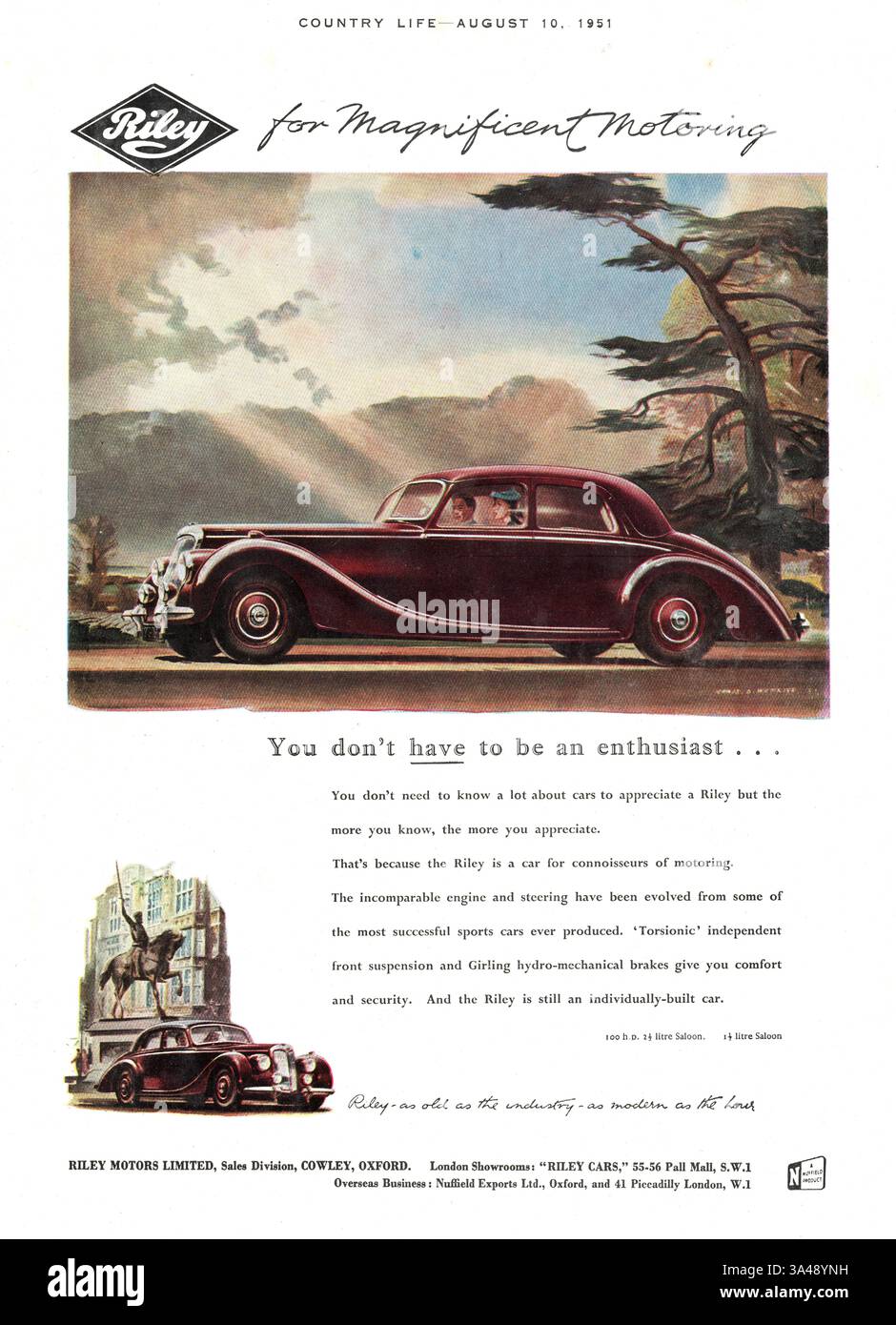 1951 uk advert riley cars hi-res stock photography and images - Alamy