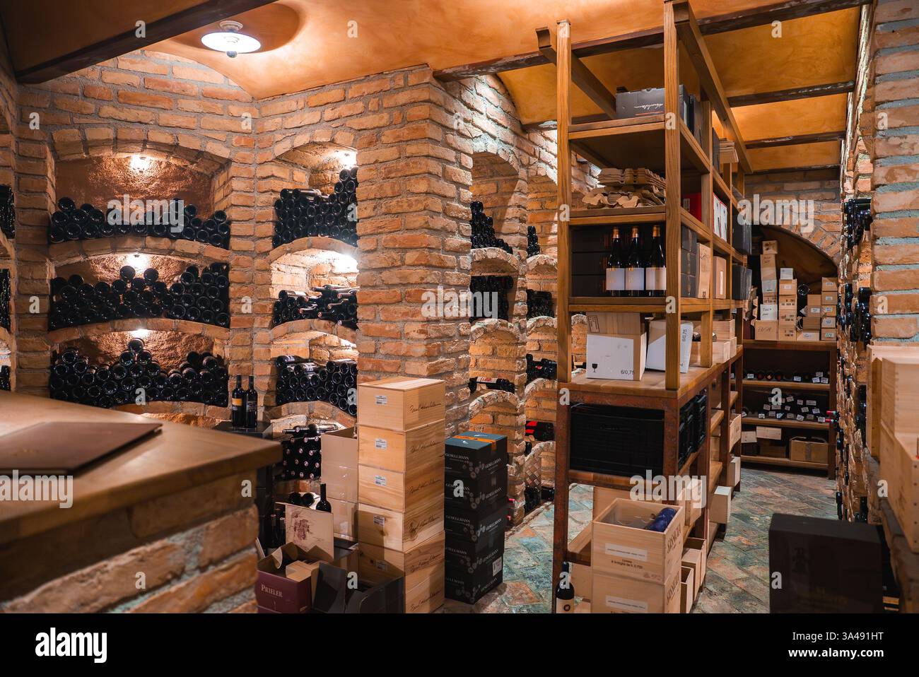 Luxurious Wine Cellar with Brick Walls and Arched Alcoves in Ischgl ...