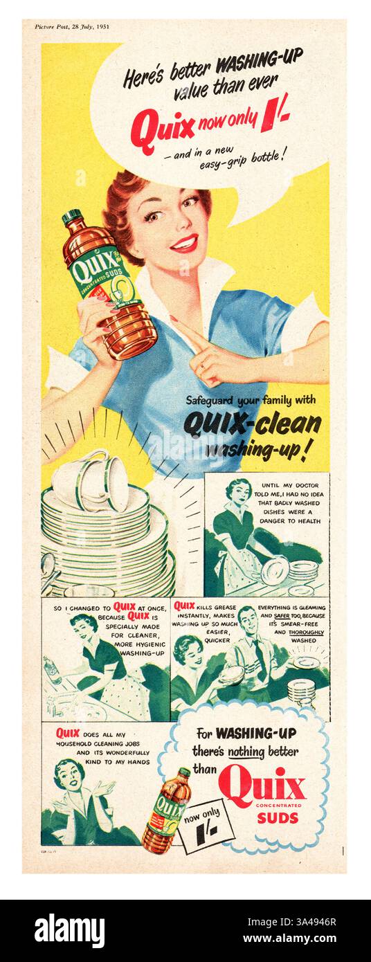 1951 uk advert quix washing up liquid hi-res stock photography and ...