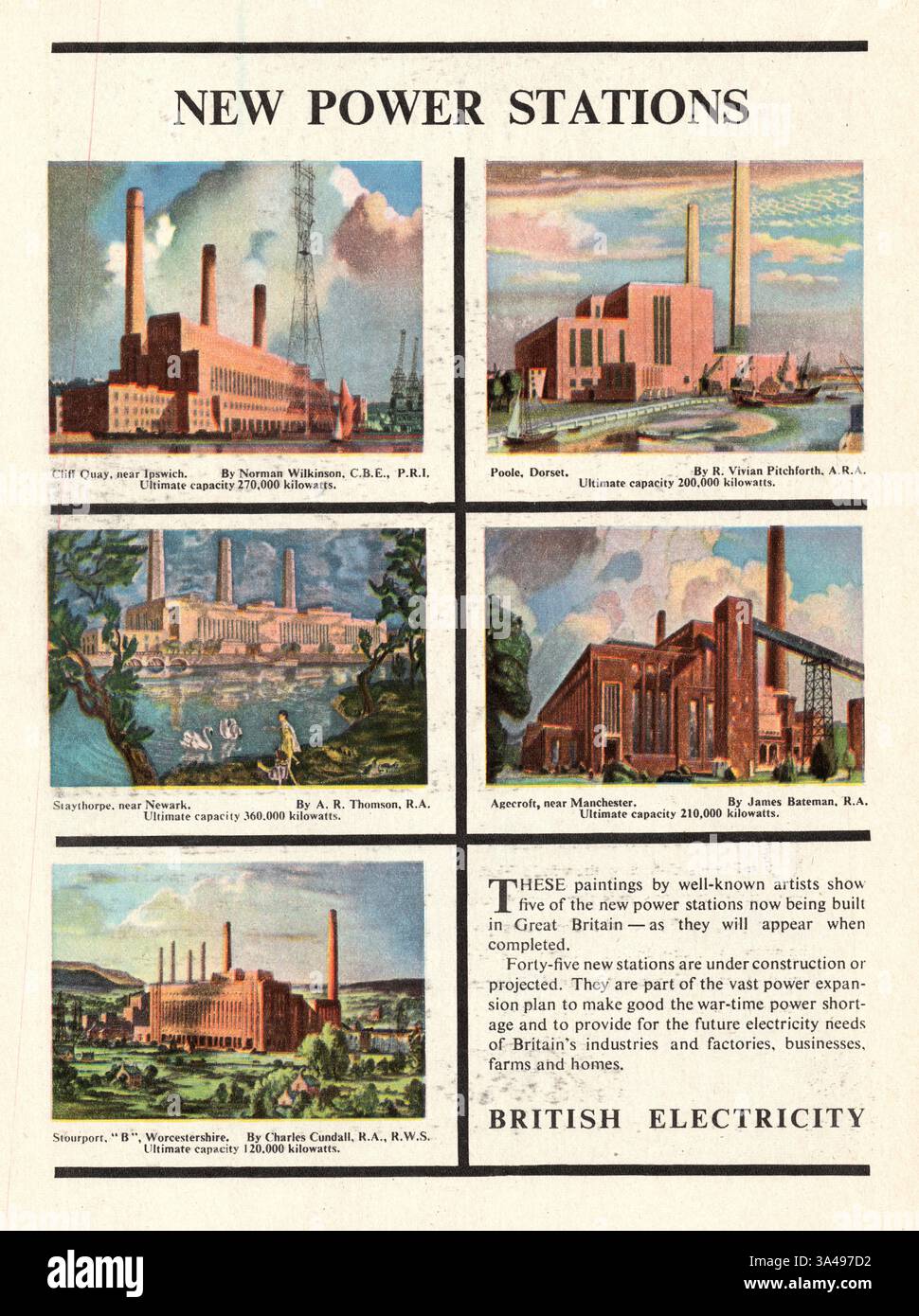 1951 uk ad british electricity power stations hi-res stock photography ...