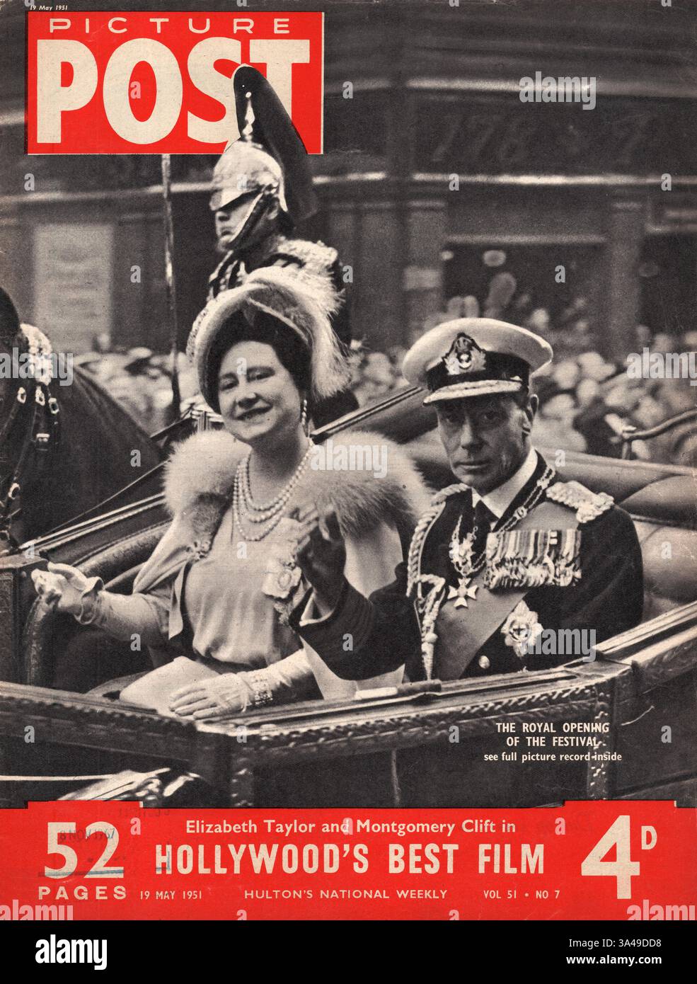 1951 Picture Post King George VI & Queen Elizabeth at the opening of ...