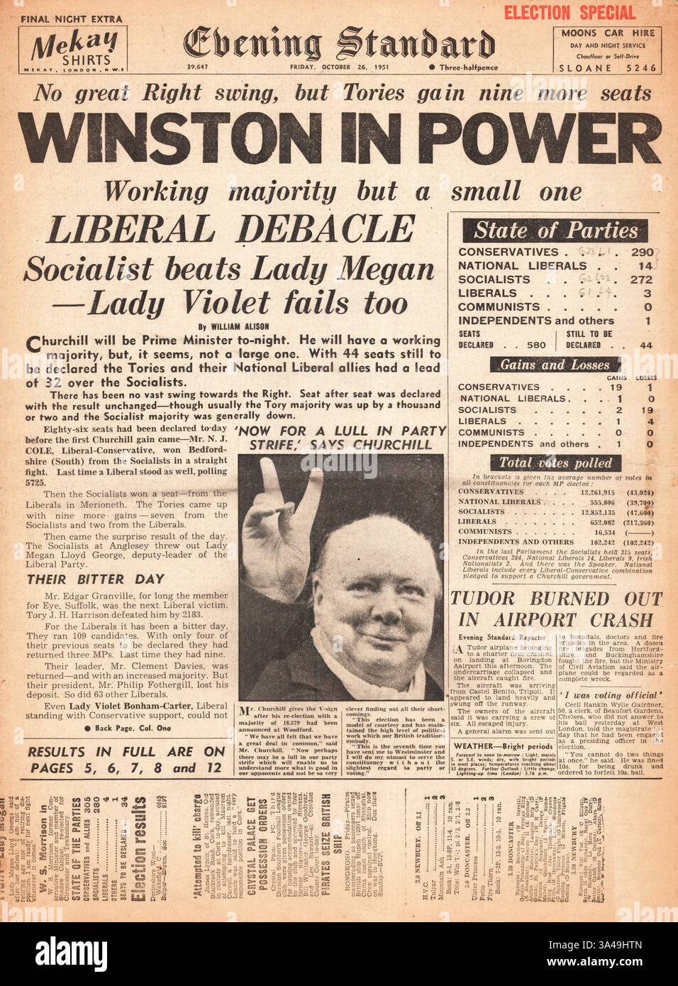 1951 evening standard general election hi-res stock photography and ...