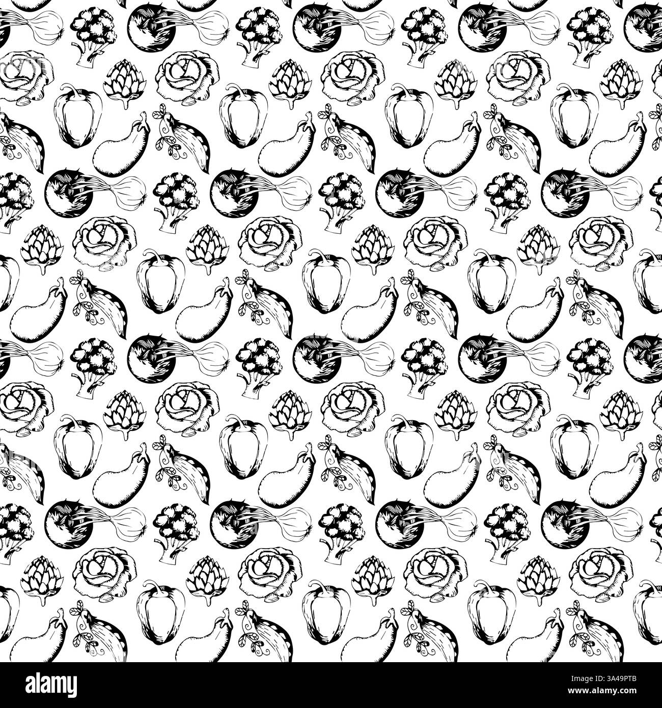 Ripe vegetables in doodle style. Rich harvest. Vector illustration ...