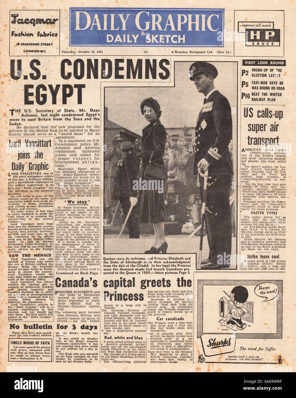 1951 daily graphic british control suez canal hi-res stock photography ...
