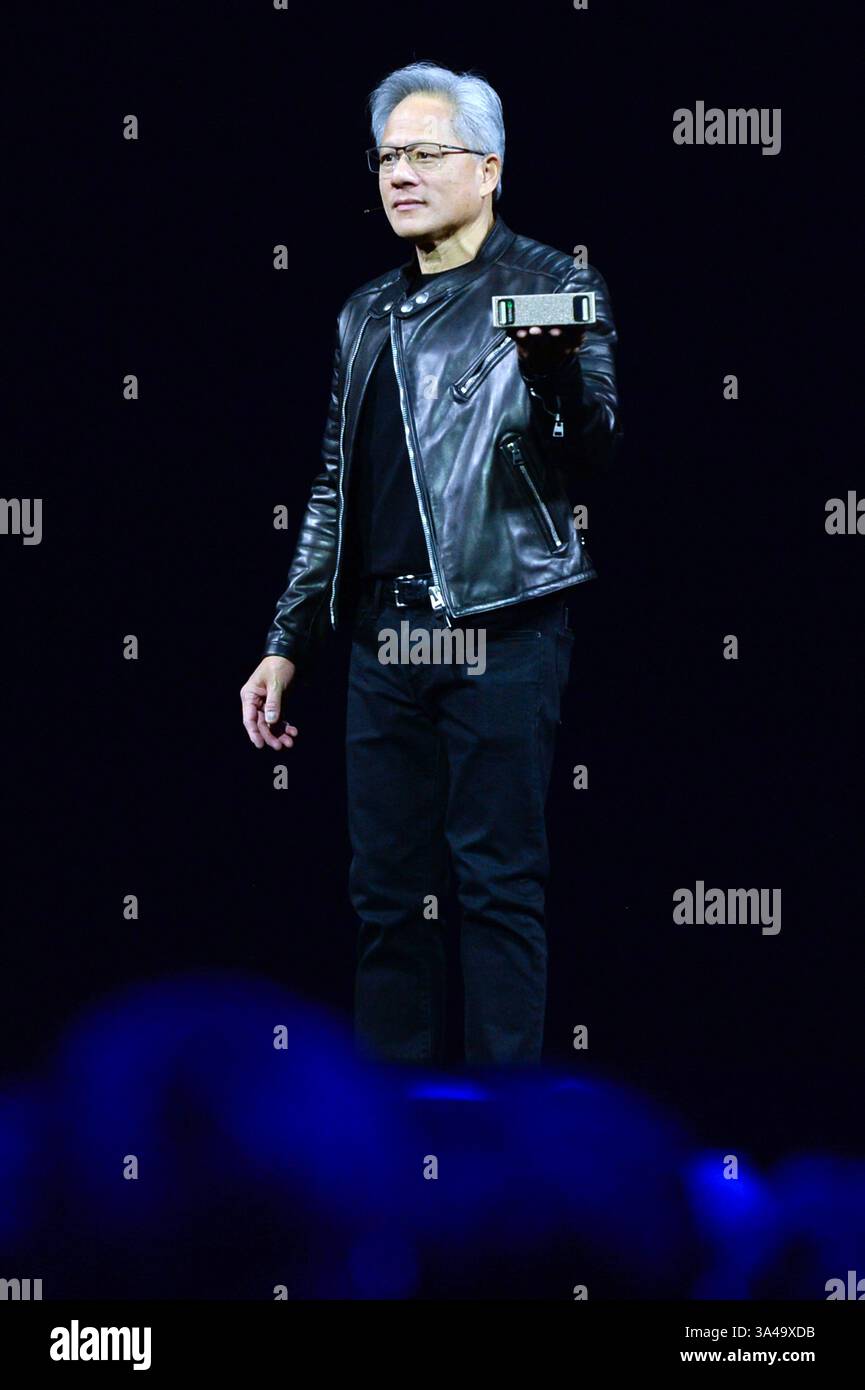 San Jose, USA. 18th Mar, 2025. Jensen Huang, head of the chip company ...