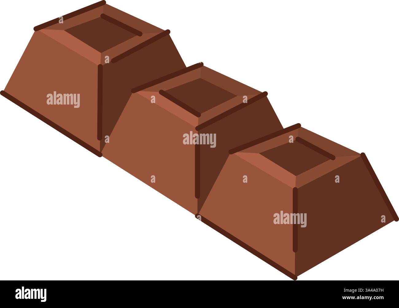 Three connected chocolate chunks in a row. Vector Stock Vector Image ...