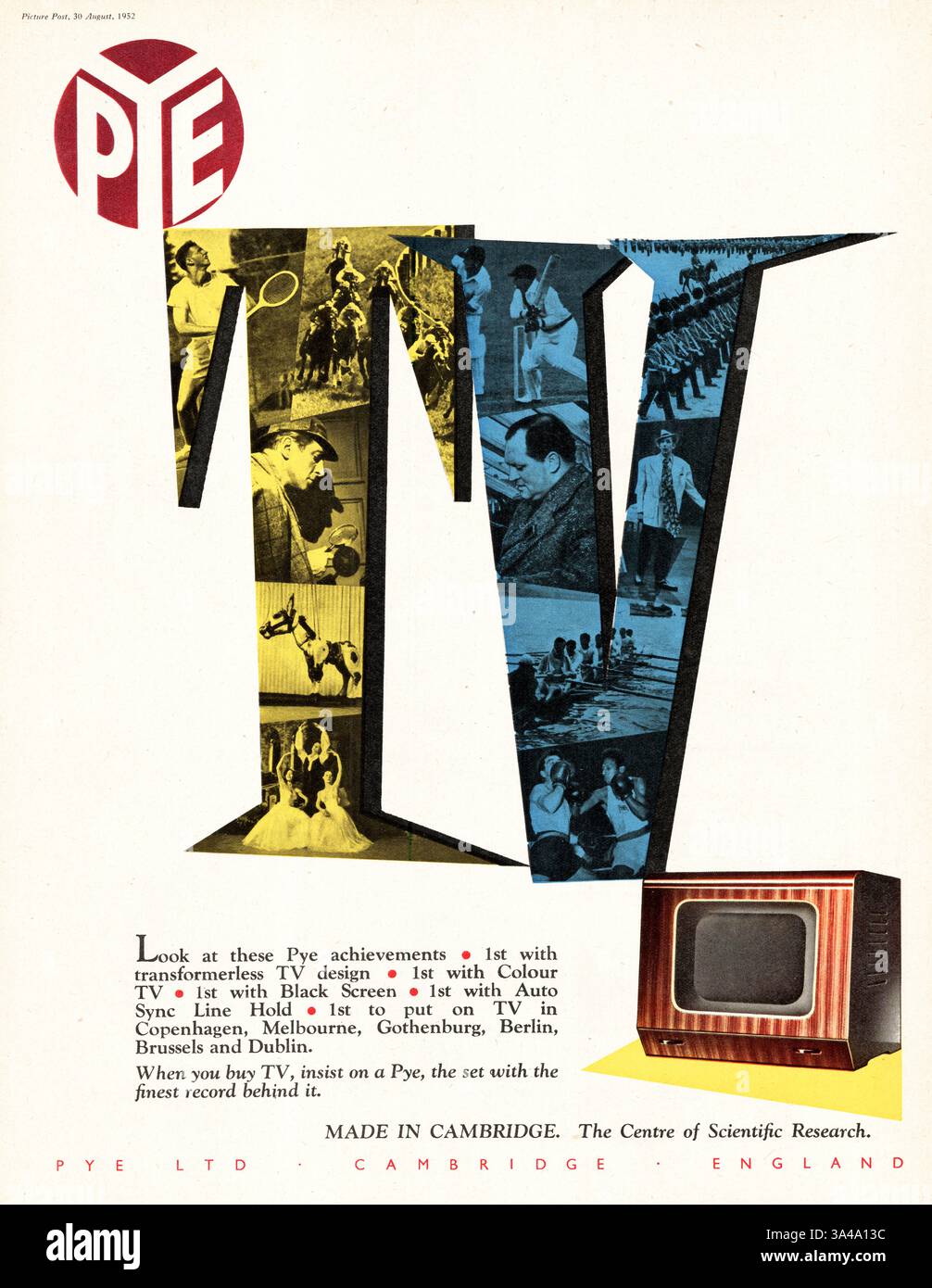 1952 uk magazine advert pye television hi-res stock photography and ...