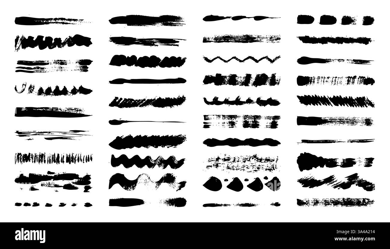 Grunge brush strokes, lines, ink smudges, hand-drawn scribble shapes ...