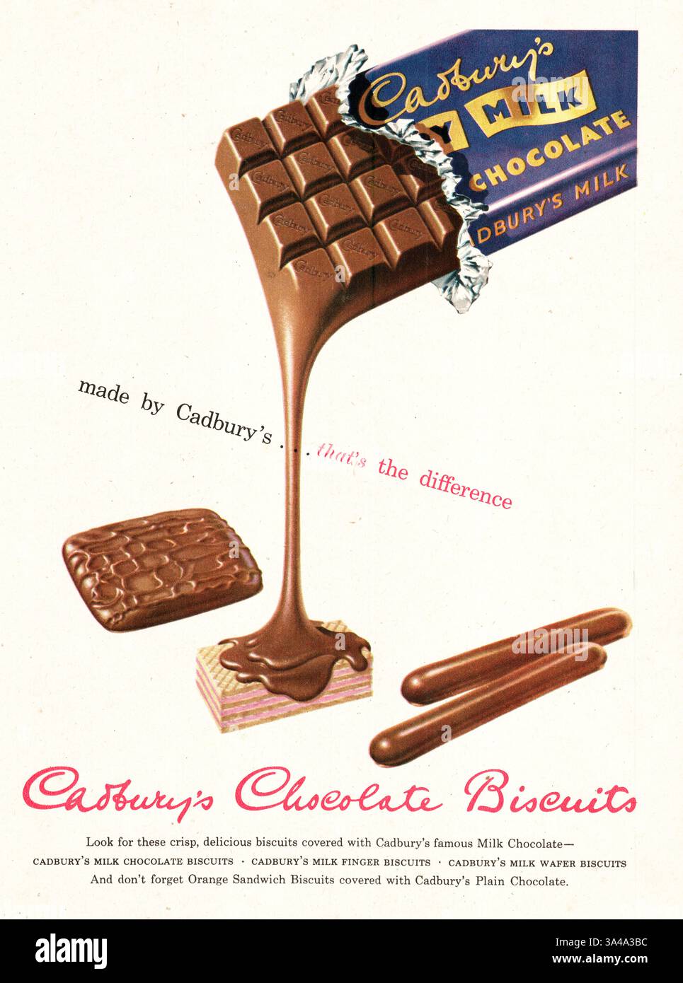1952 UK magazine advert Cadbury's chocolate biscuits Stock Photo - Alamy
