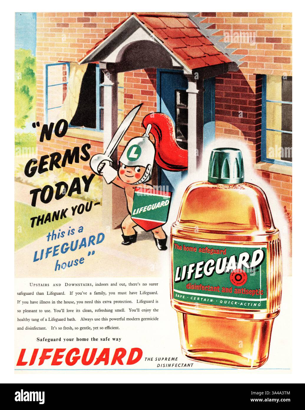 1952 UK magazine advert Lifeguard disinfectant and antiseptic Stock ...