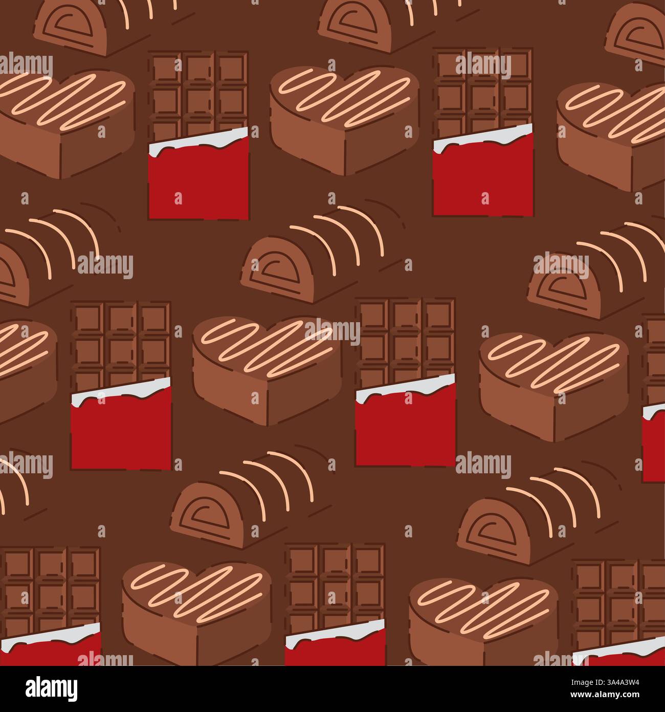 Heart bonbons and bars in candy pattern design. Vector Stock Vector ...