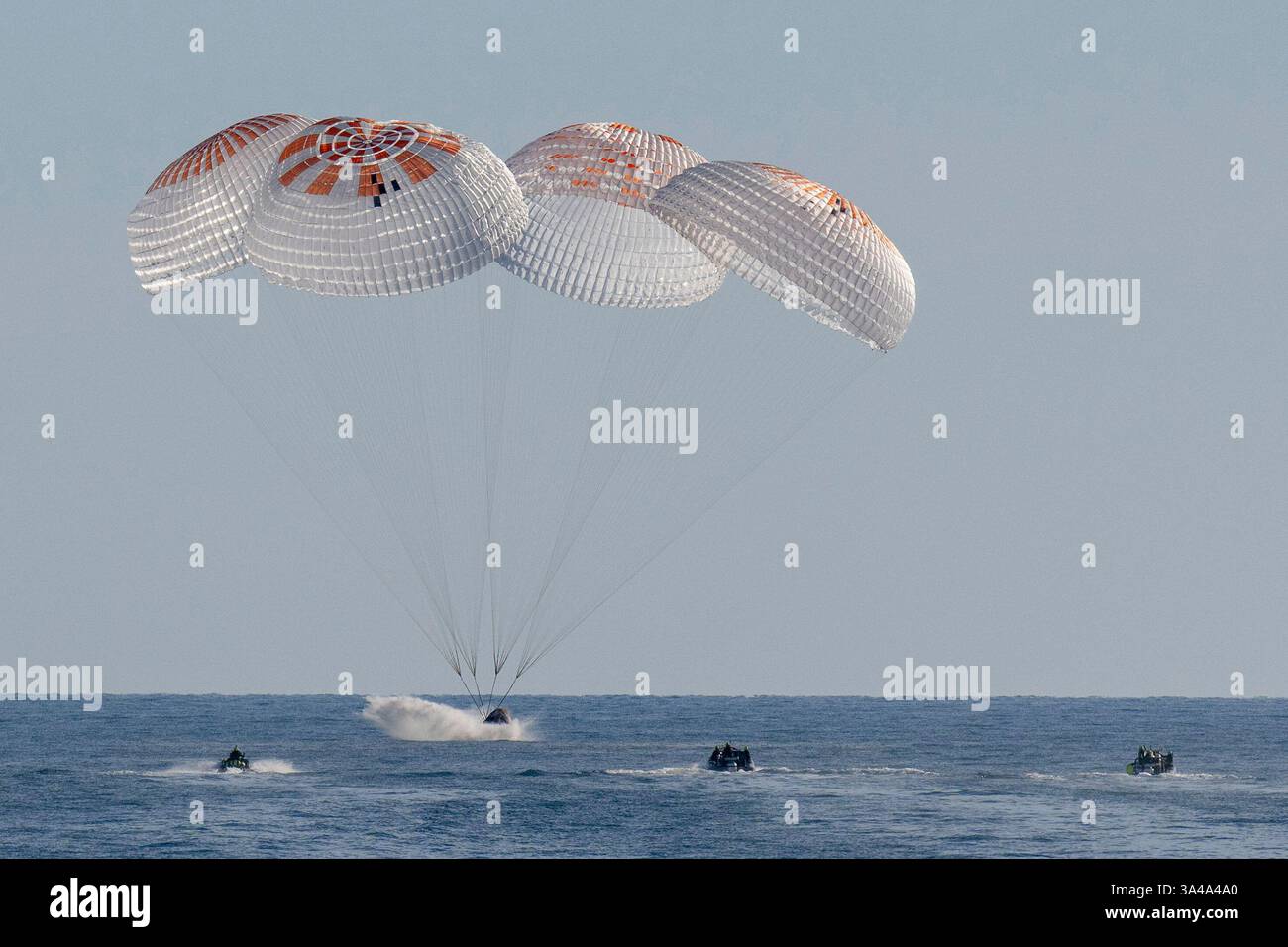 In this image provided by NASA, a SpaceX capsule splashes down in the Gulf of Mexico, Tuesday ...
